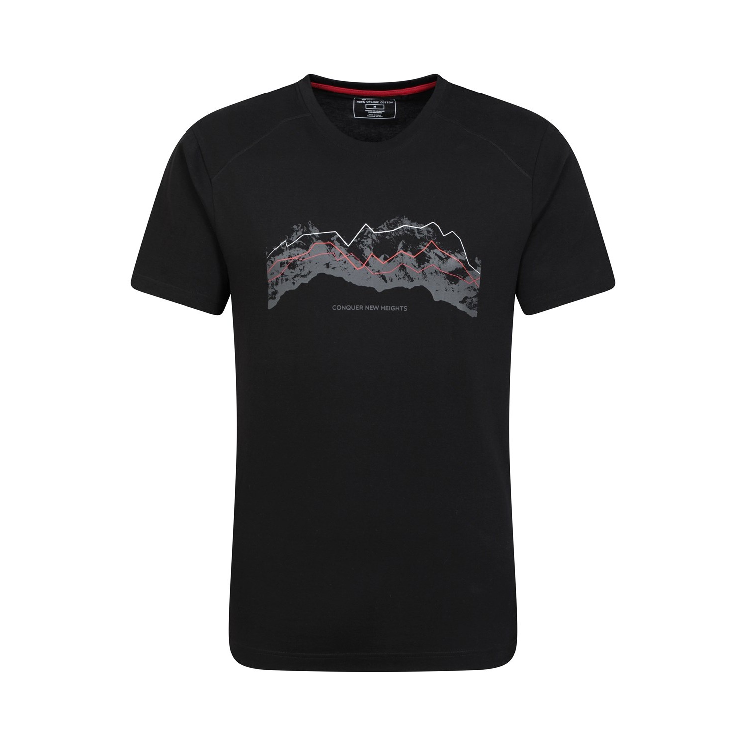 Mountain Warehouse Mens Tech Mountains Organic T-Shirt (Black)