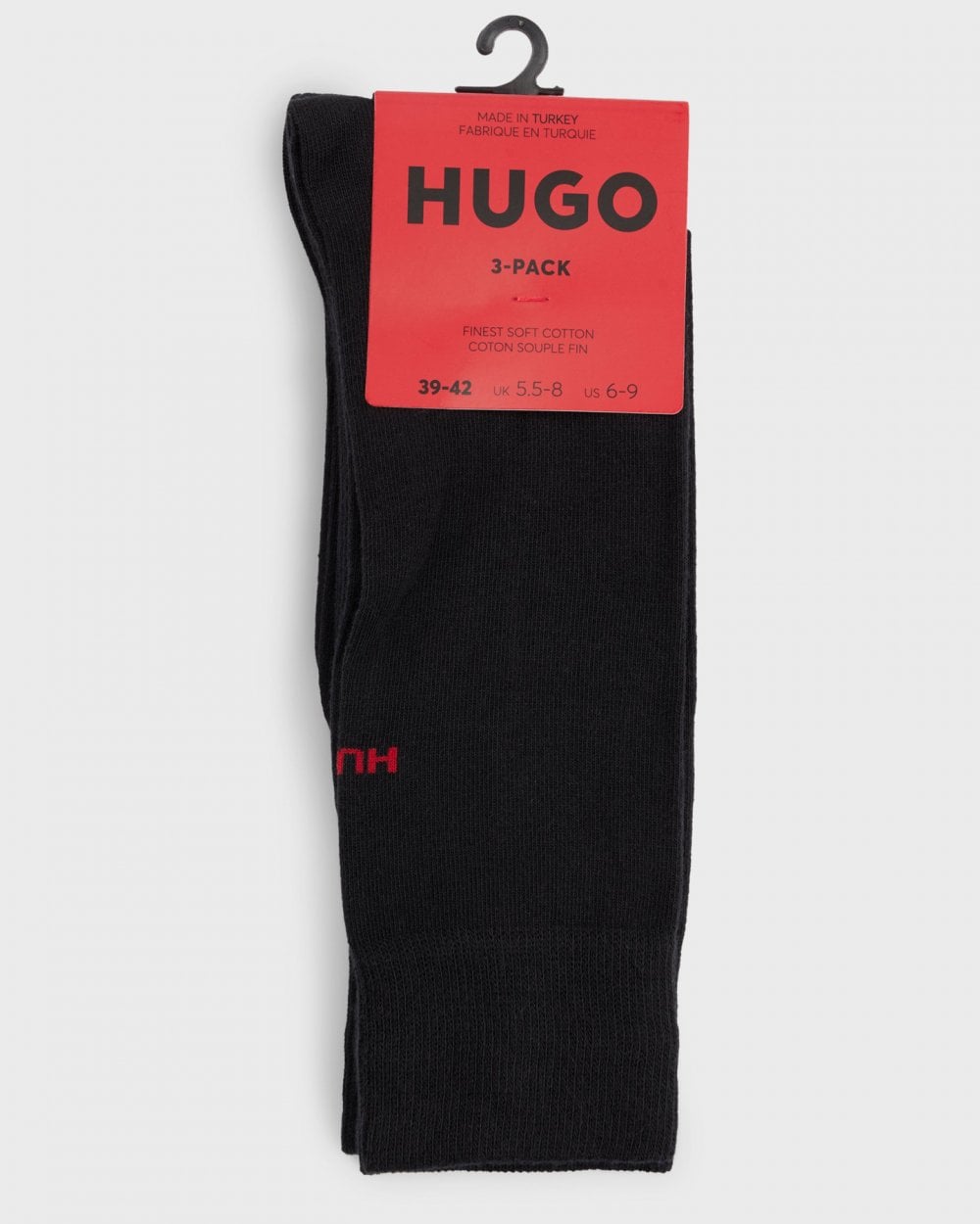 HUGO Mens 3-Pack of Regular Length Socks with Logo Details NOS