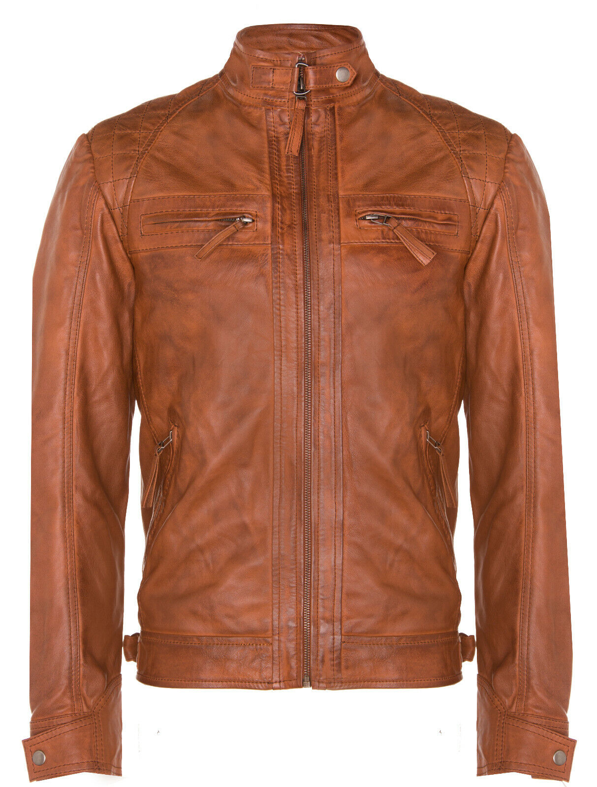 Leather Rock Racing Quilted Biker Jacket