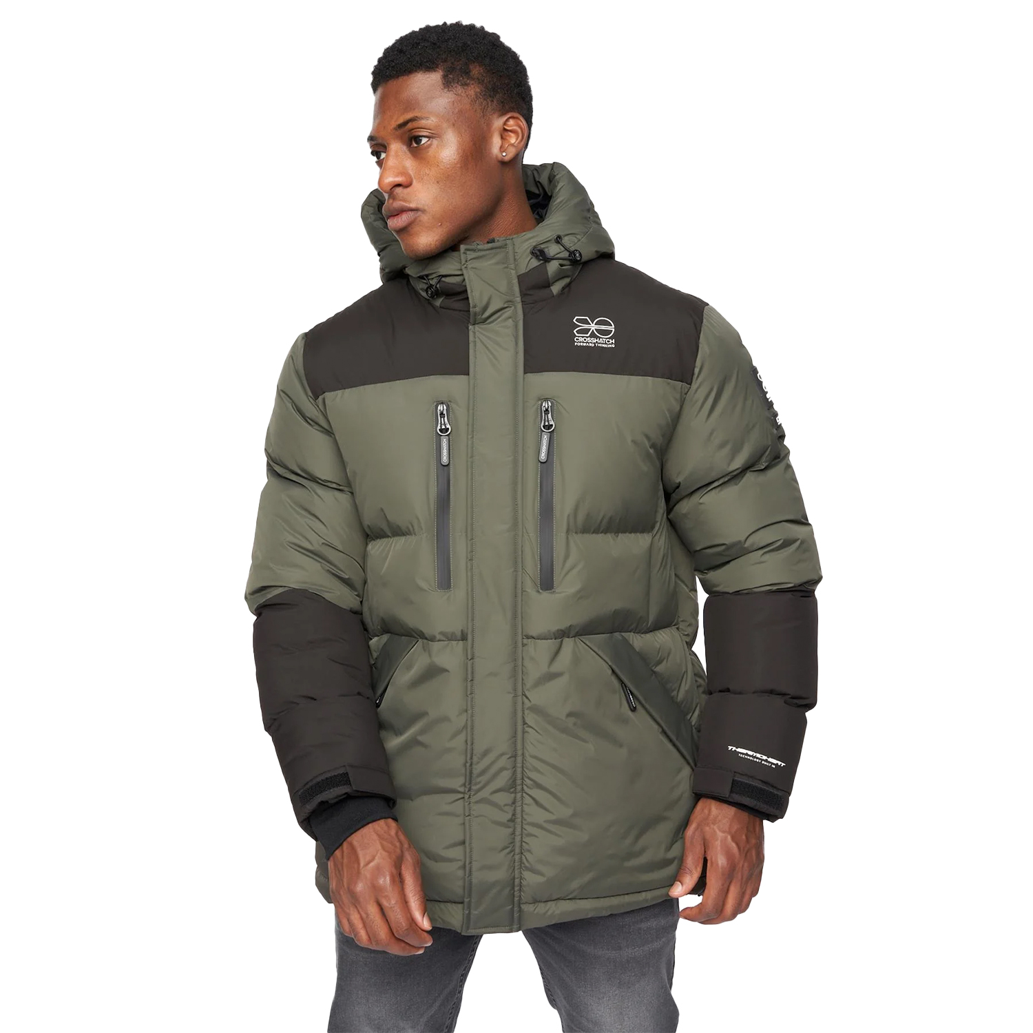 Crosshatch Mens Squadage Panelled Jacket (Olive)
