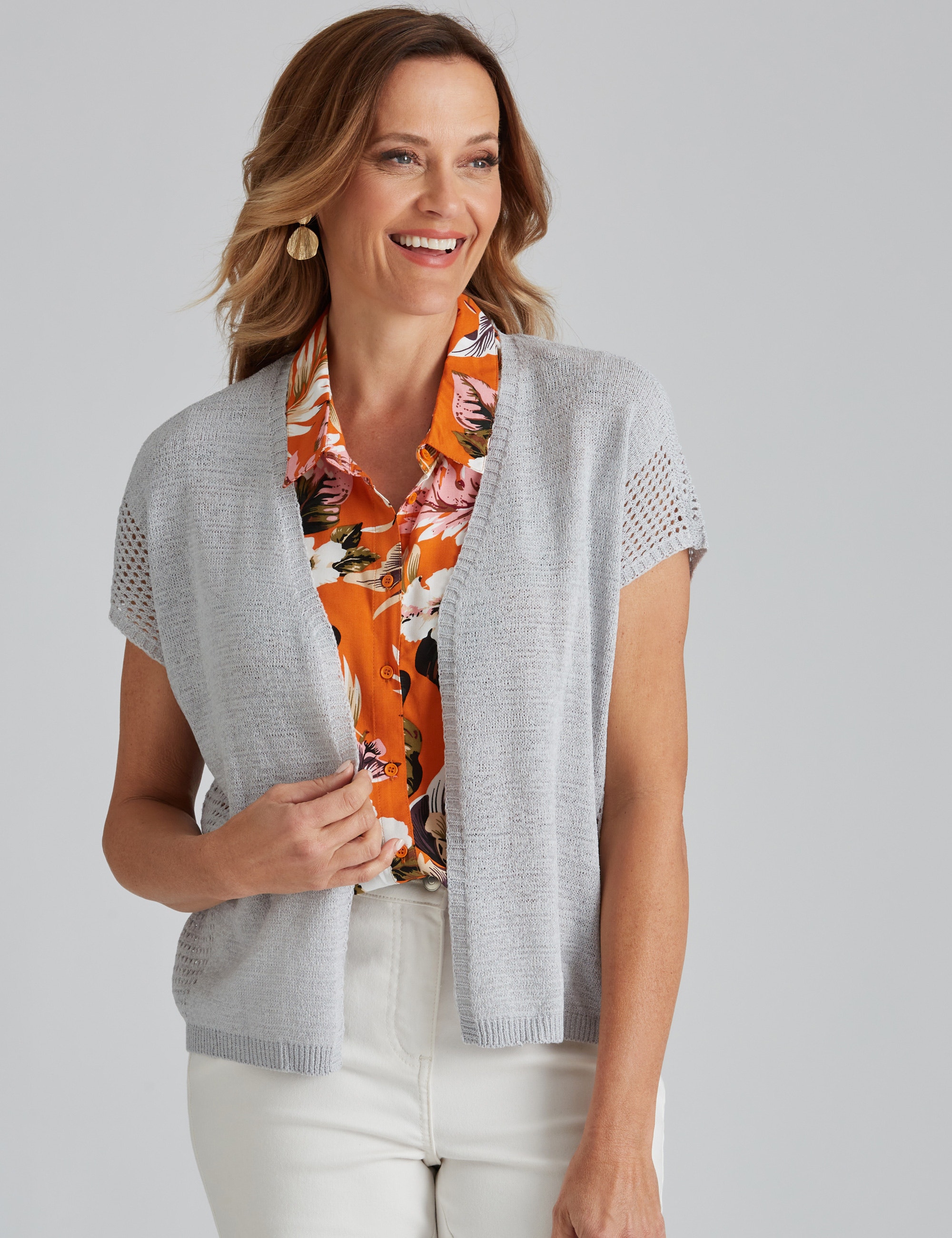Womens Millers Extended Sleeve Tape Yarn Shrug