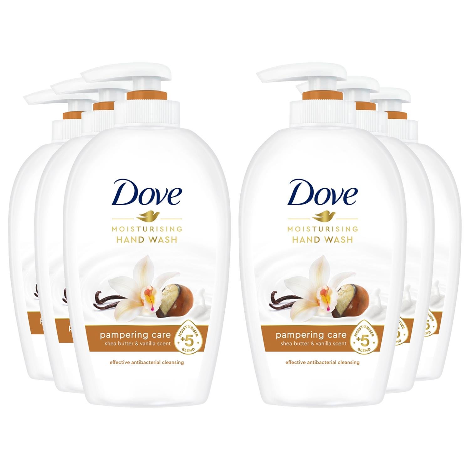 Dove Caring Hand Wash for Moisturised and protected Hands, 6 Pack, 250ml
