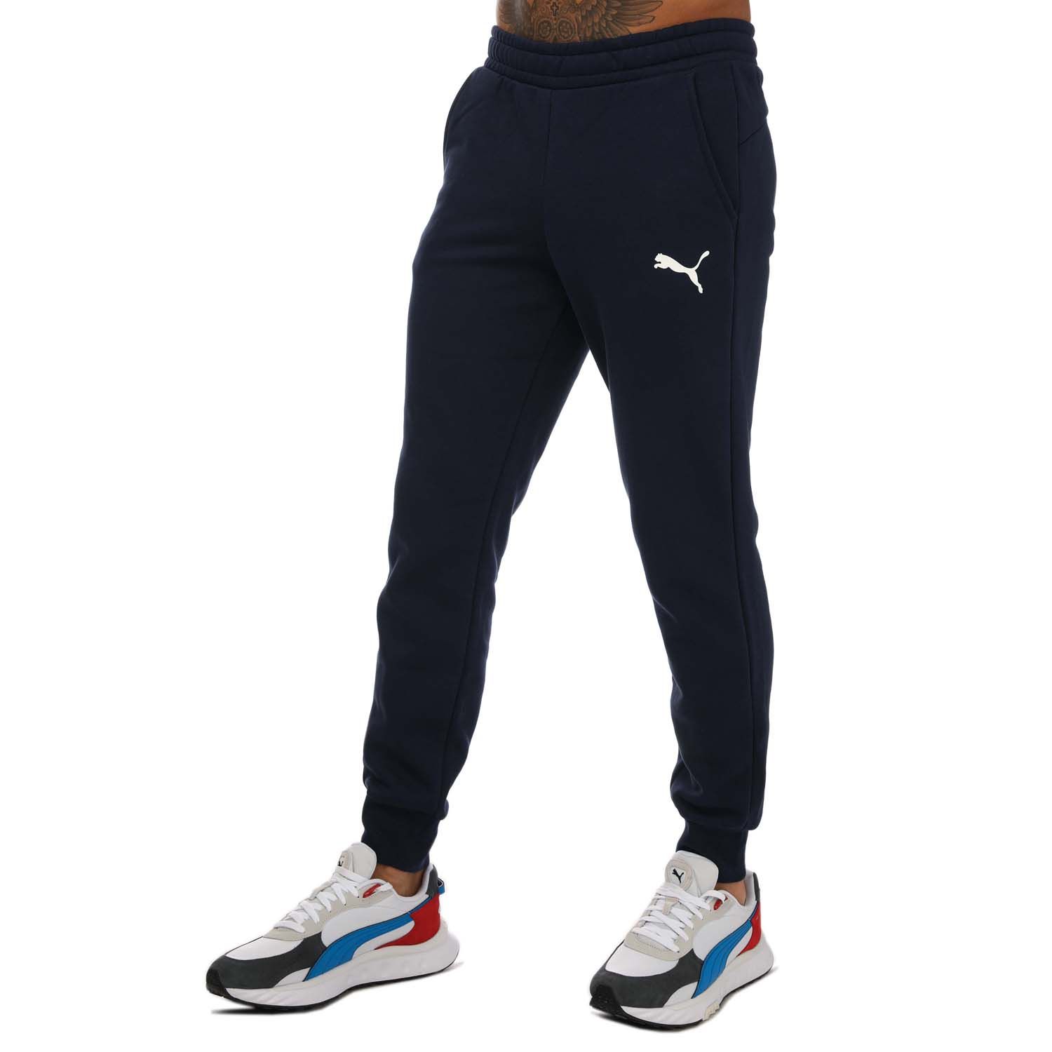Men's Puma Essentials Logo Sweatpants in Navy