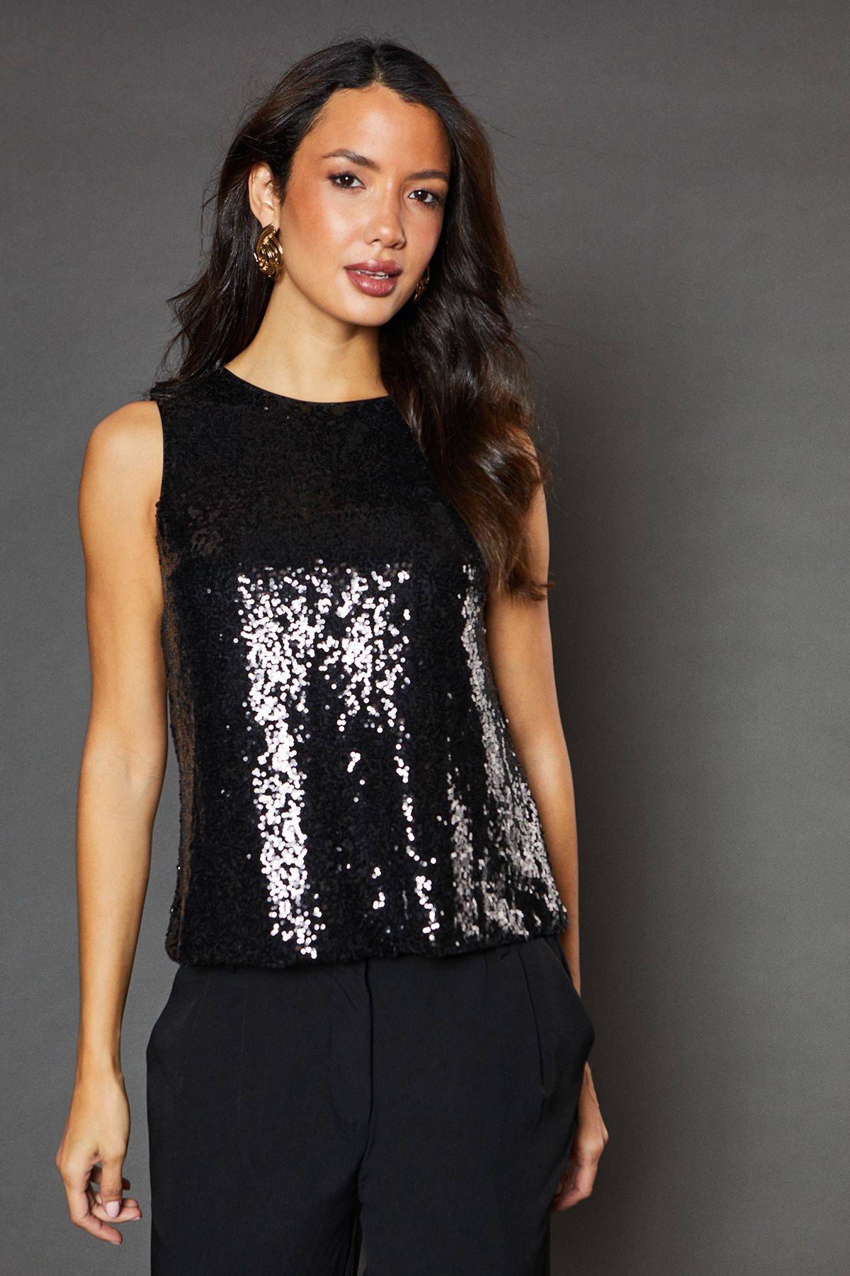 Sequin Oversized Vest Top
