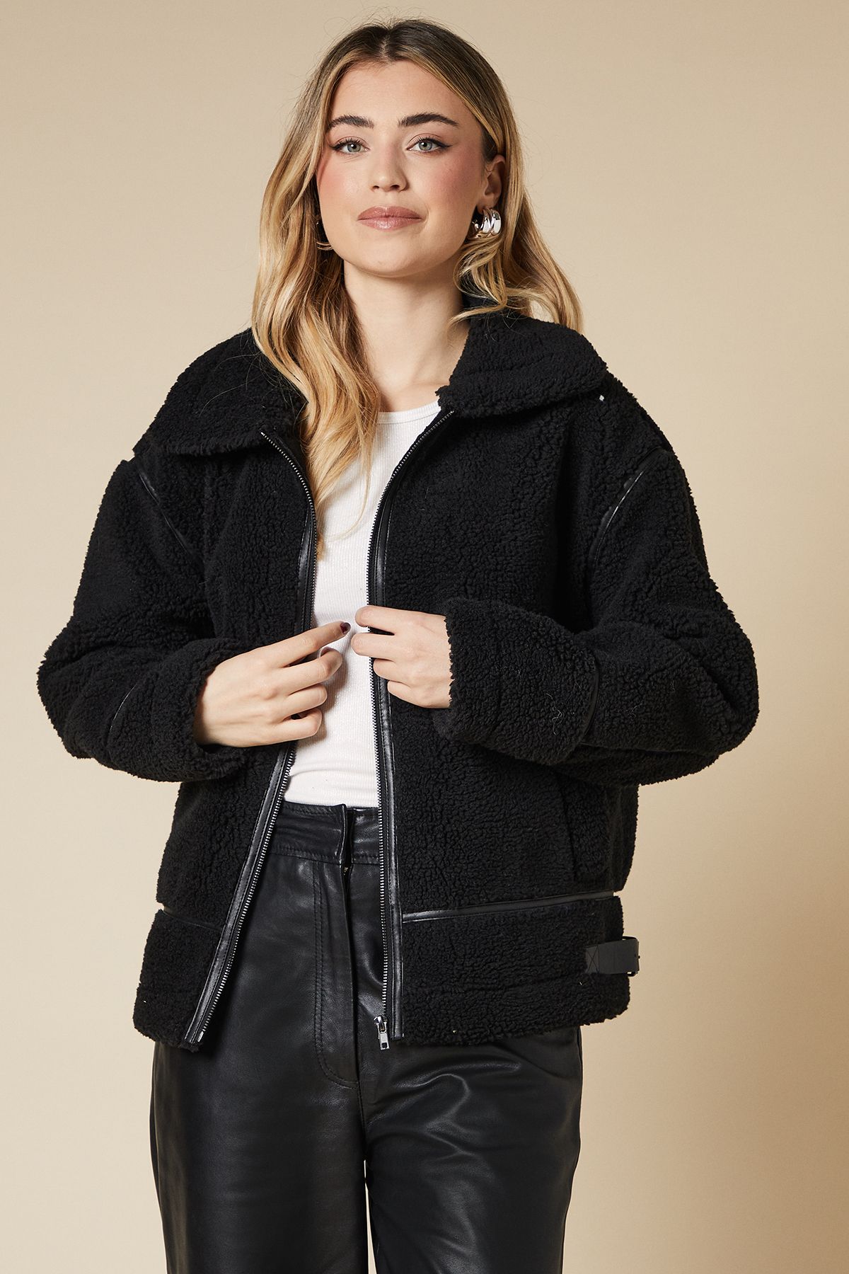 Zip Through Borg Jacket