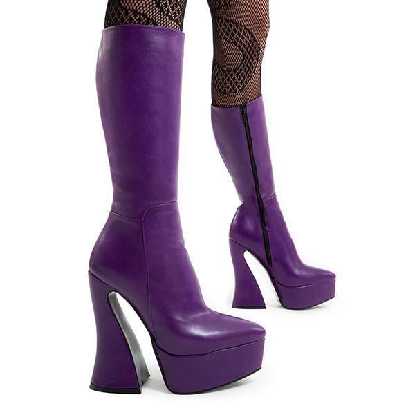 Lamoda Calf Boots Sketchy Pointed Toe Platform Heels with Functional Zip
