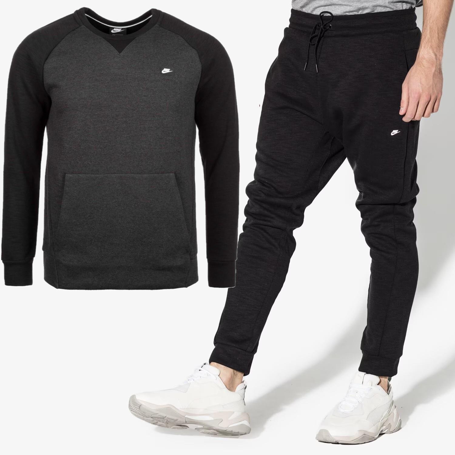 Nike Sportswear Optic Mens Fleece Crew Tracksuit in Black