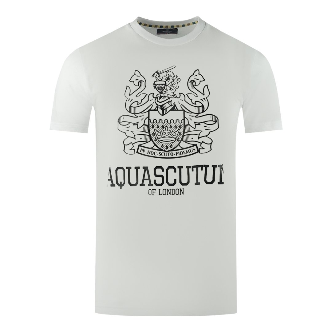 Aquascutum Large Bold London Aldis Brand Logo Vit T-shirt