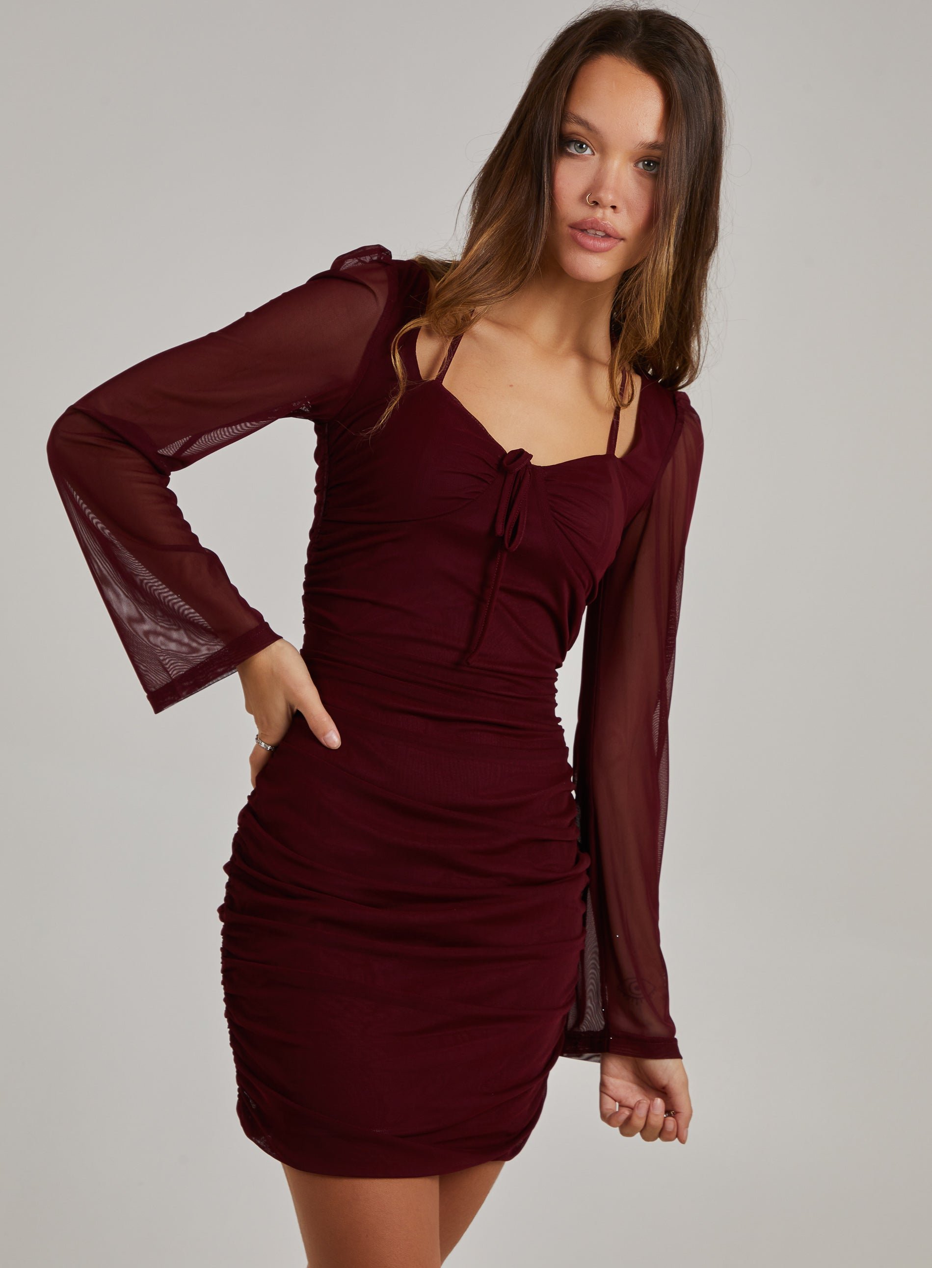 Halterneck Flared Sleeve Bodycon Dress