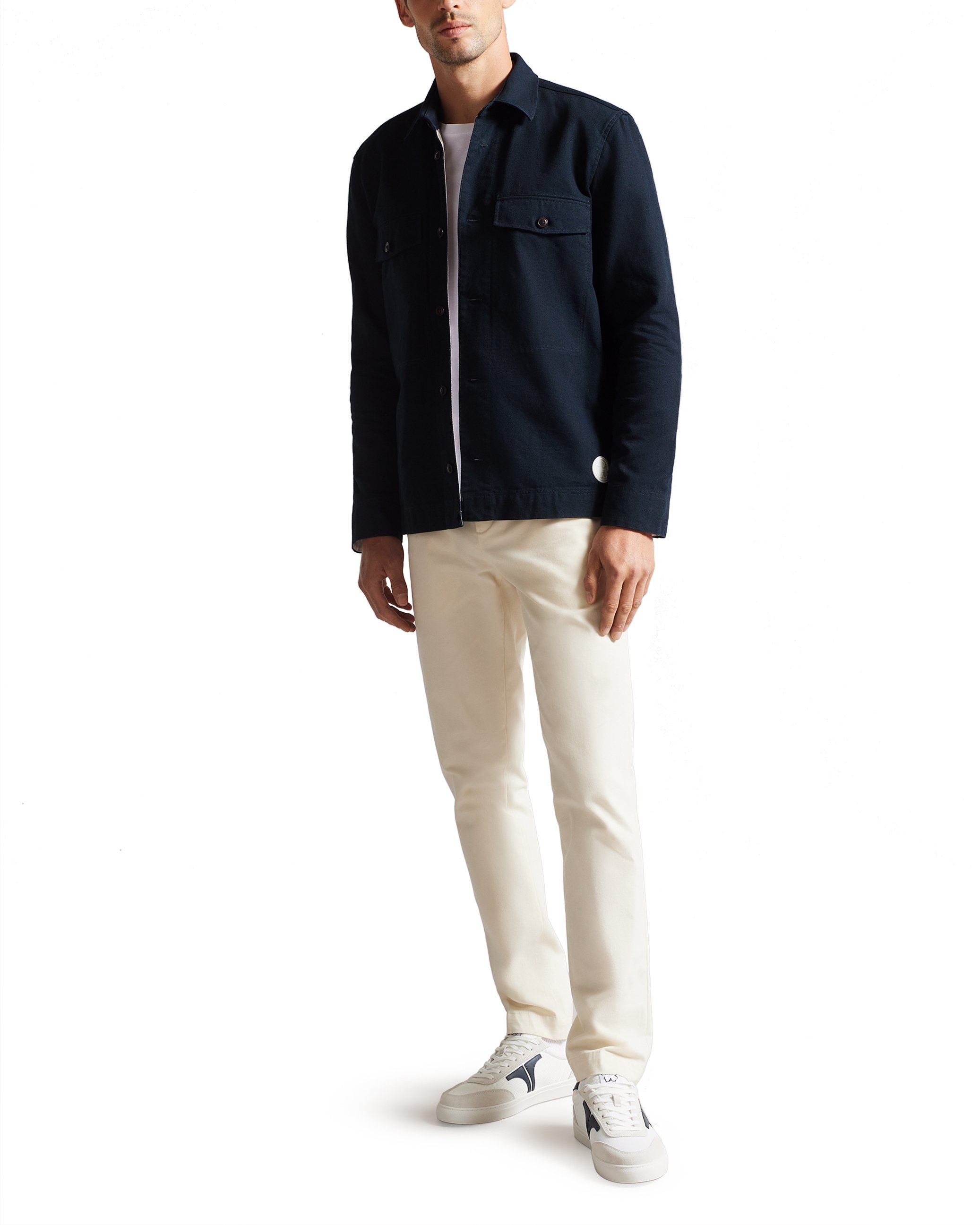 Ted Baker Harwich Long-Sleeved Canvas Shacket, Navy