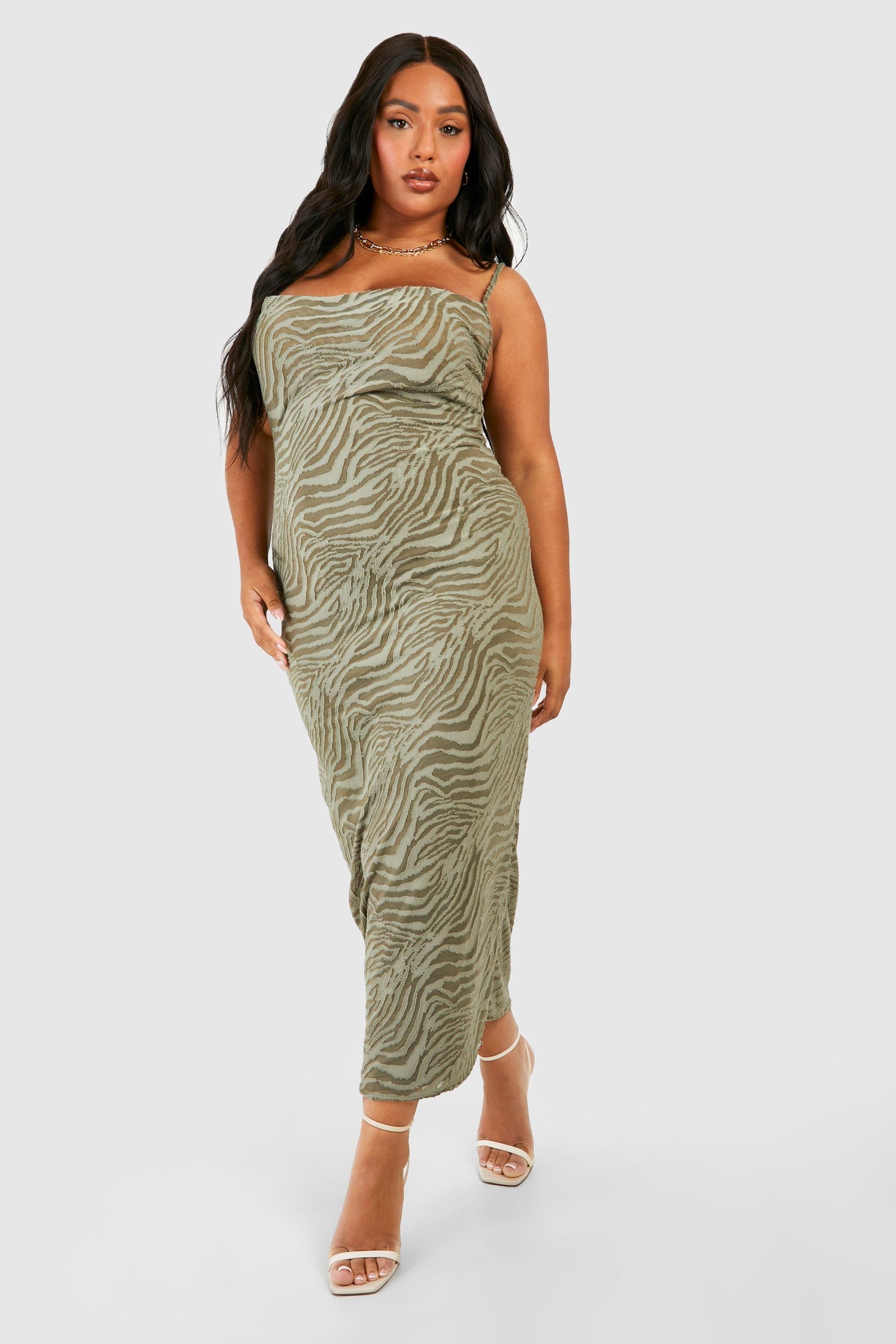 Plus Animal Devore Cowl Neck Maxi Dress