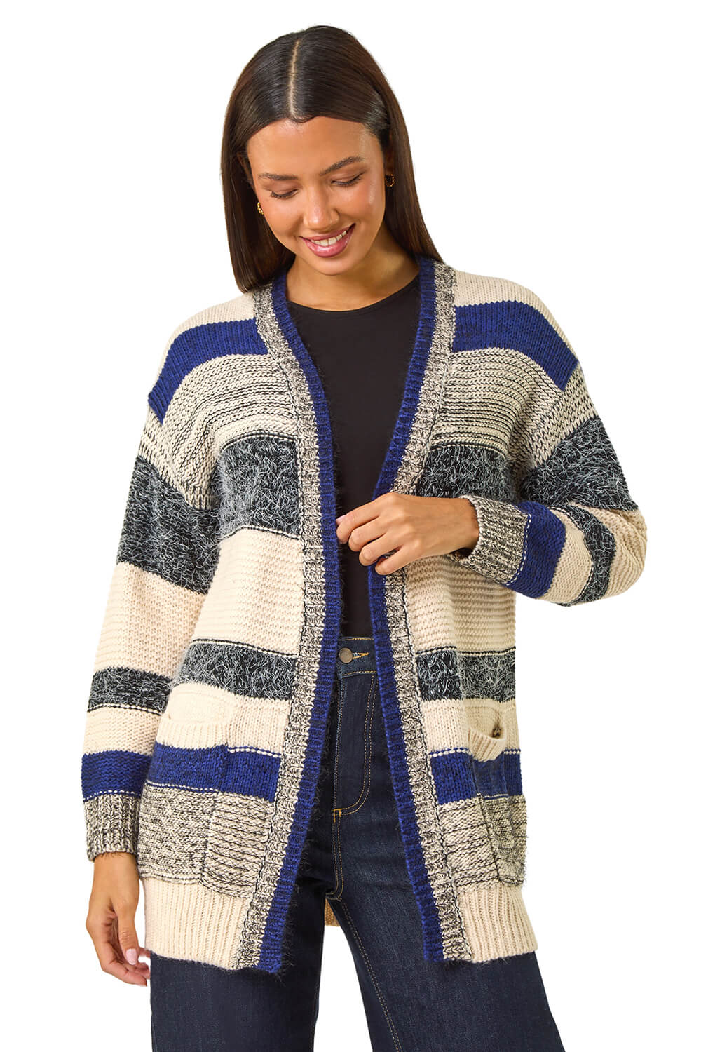 Fluffy Block Knit Cardigan
