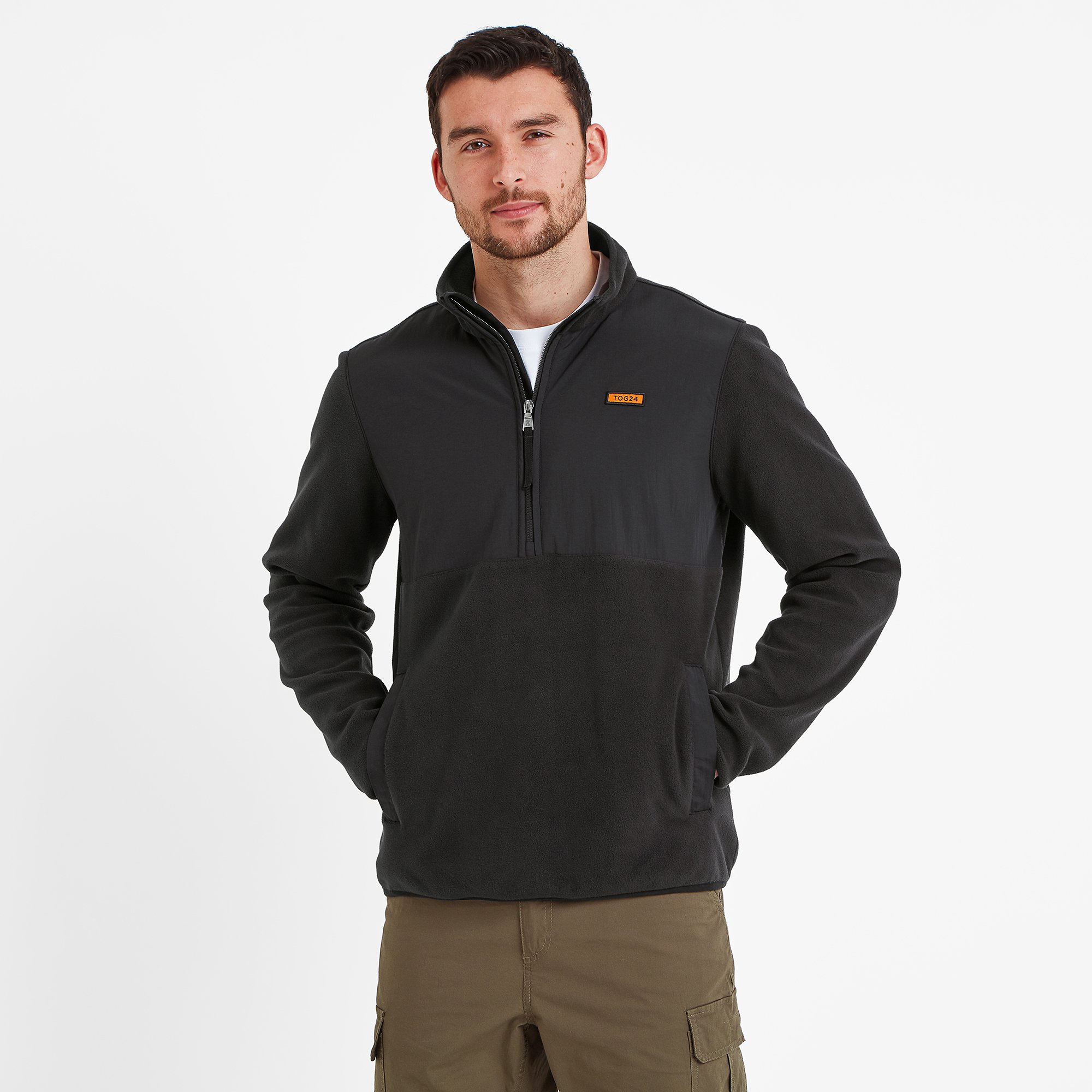 Herwick Mens Quarter Zip Fleece Black/Washed Black