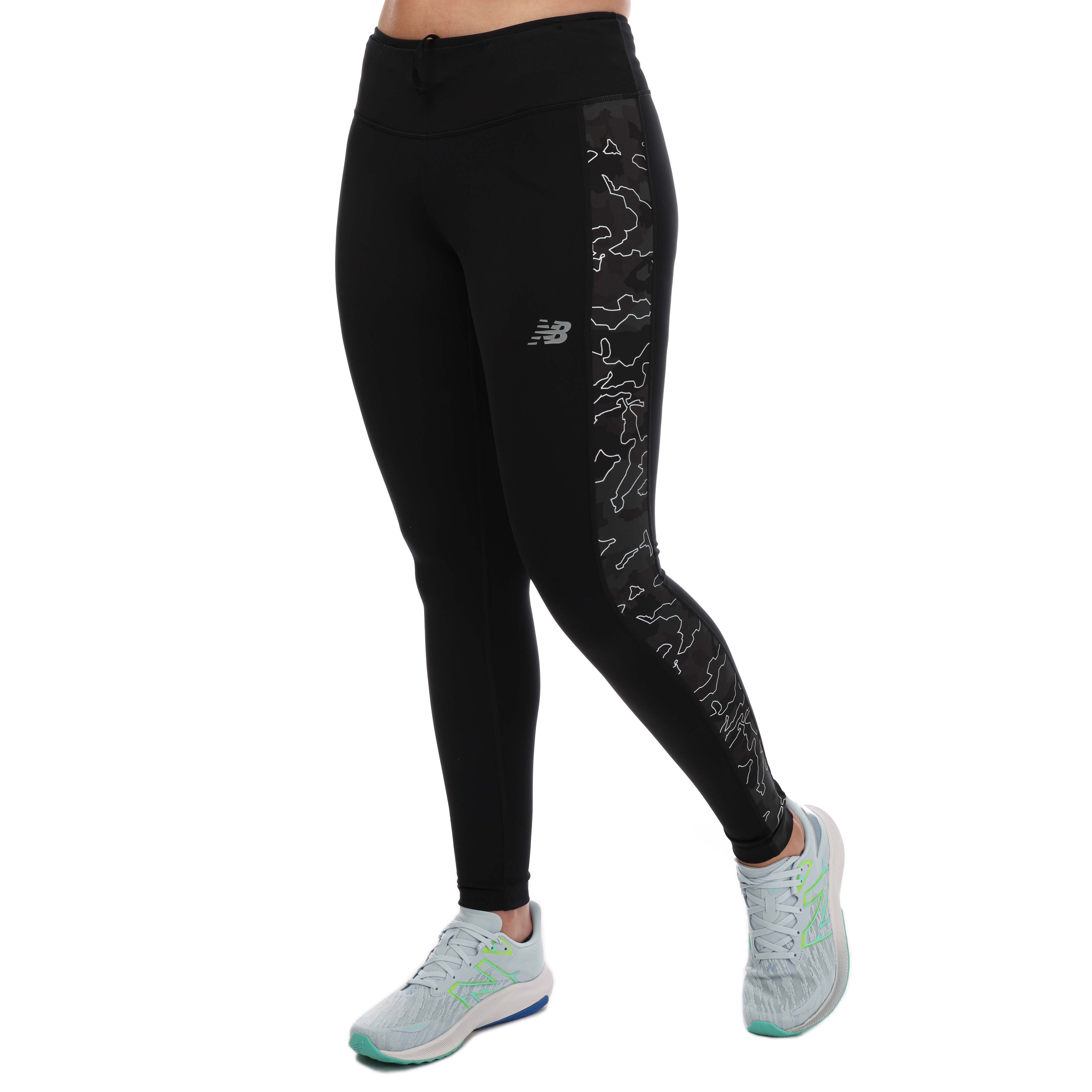 Women's New Balance Reflective Print Accelerate Tights in Charcoal