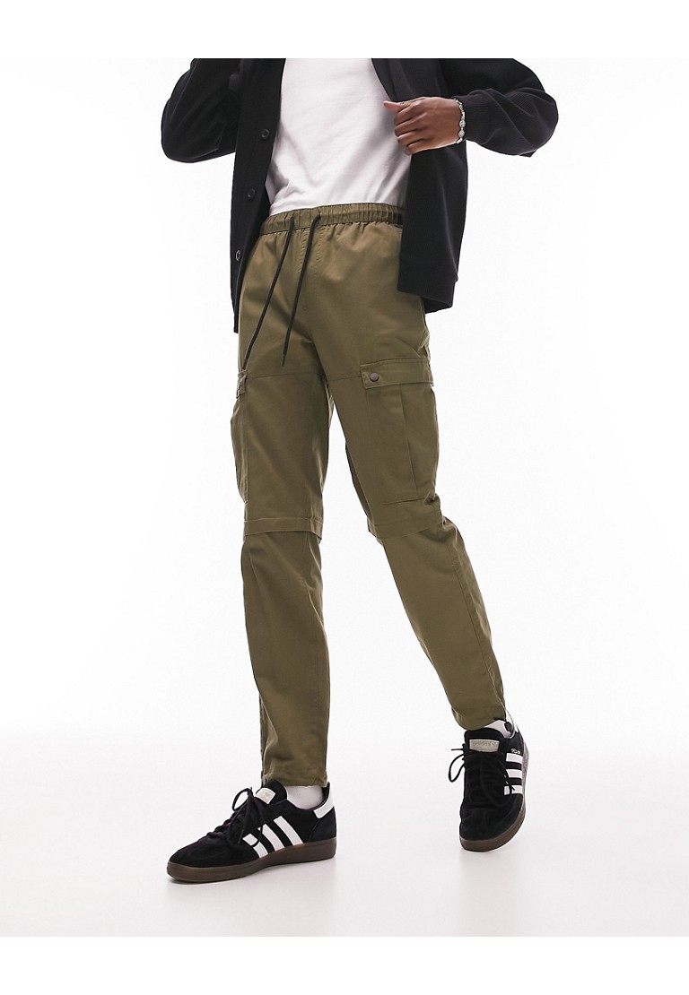 Topman skinny cargo trousers in khaki-Green