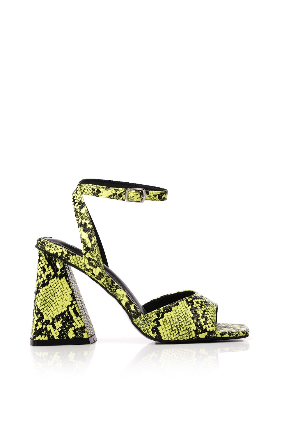 'Maizie' Yellow Snake Print Strappy Heels