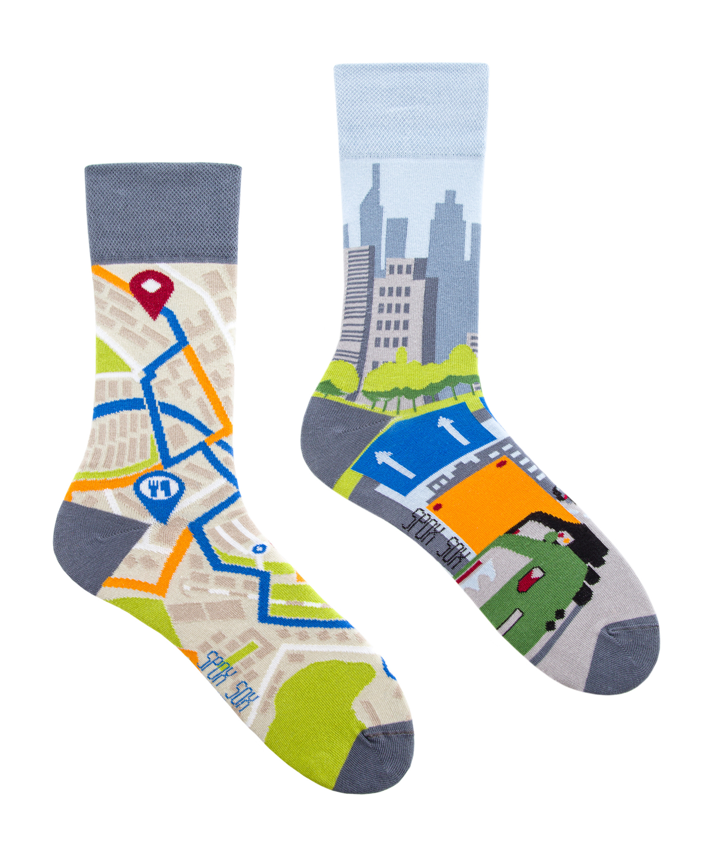 SPOX SOX - Mens & Ladies Mismatched Novelty Odd Socks - Big City Life