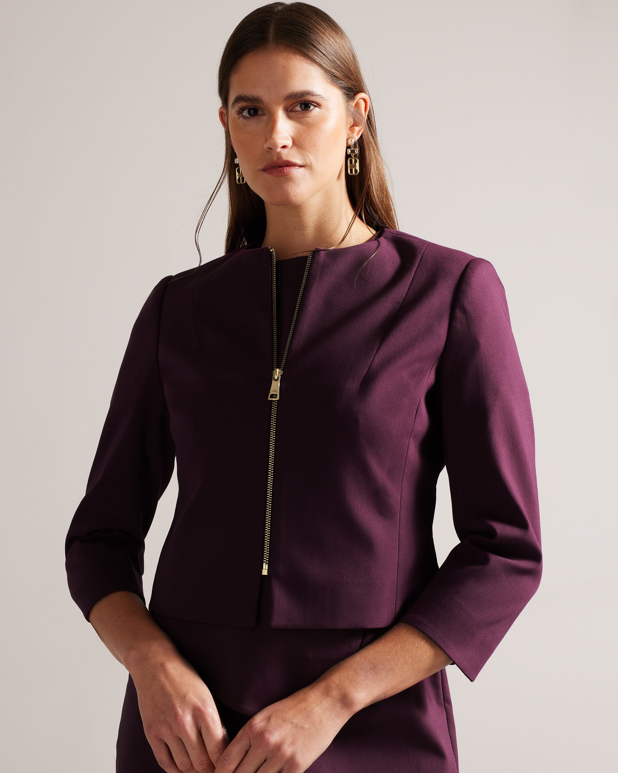 Ted Baker Briyann Cropped Jacket, Deep Purple