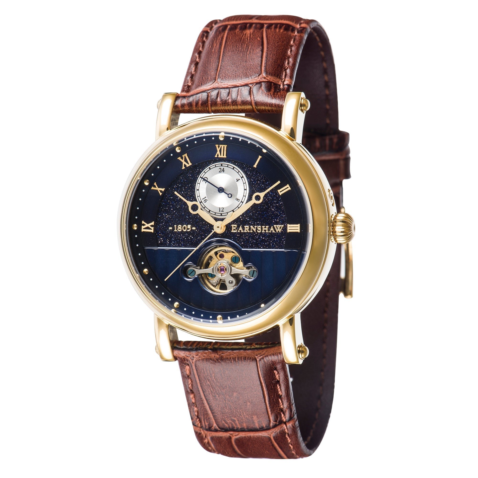 Thomas Earnshaw Open Heart Automatic Aventurine Gold Men's Watch ES-8114-01
