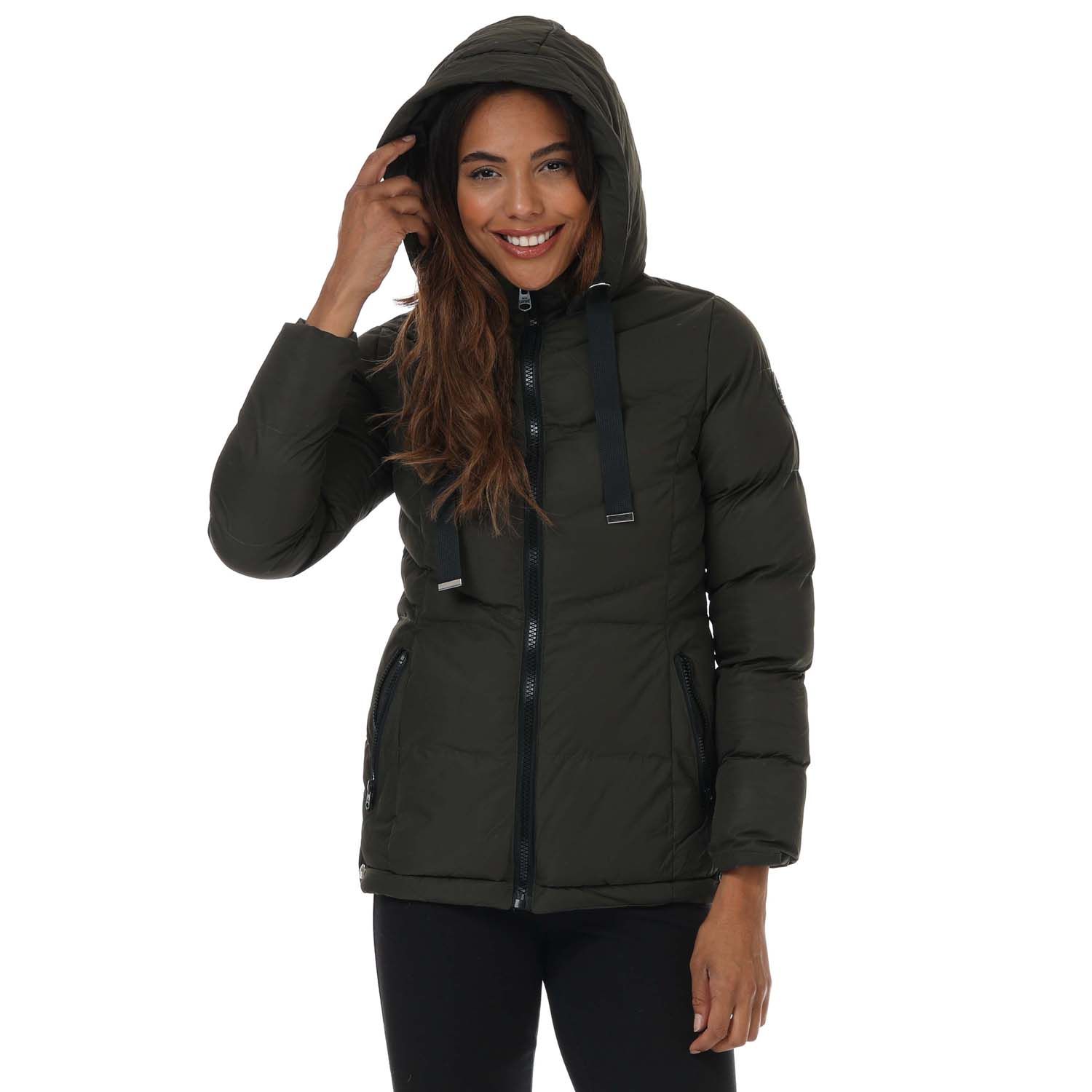 Women's Tokyo Laundry Royal Short Puffer Jacket in Khaki