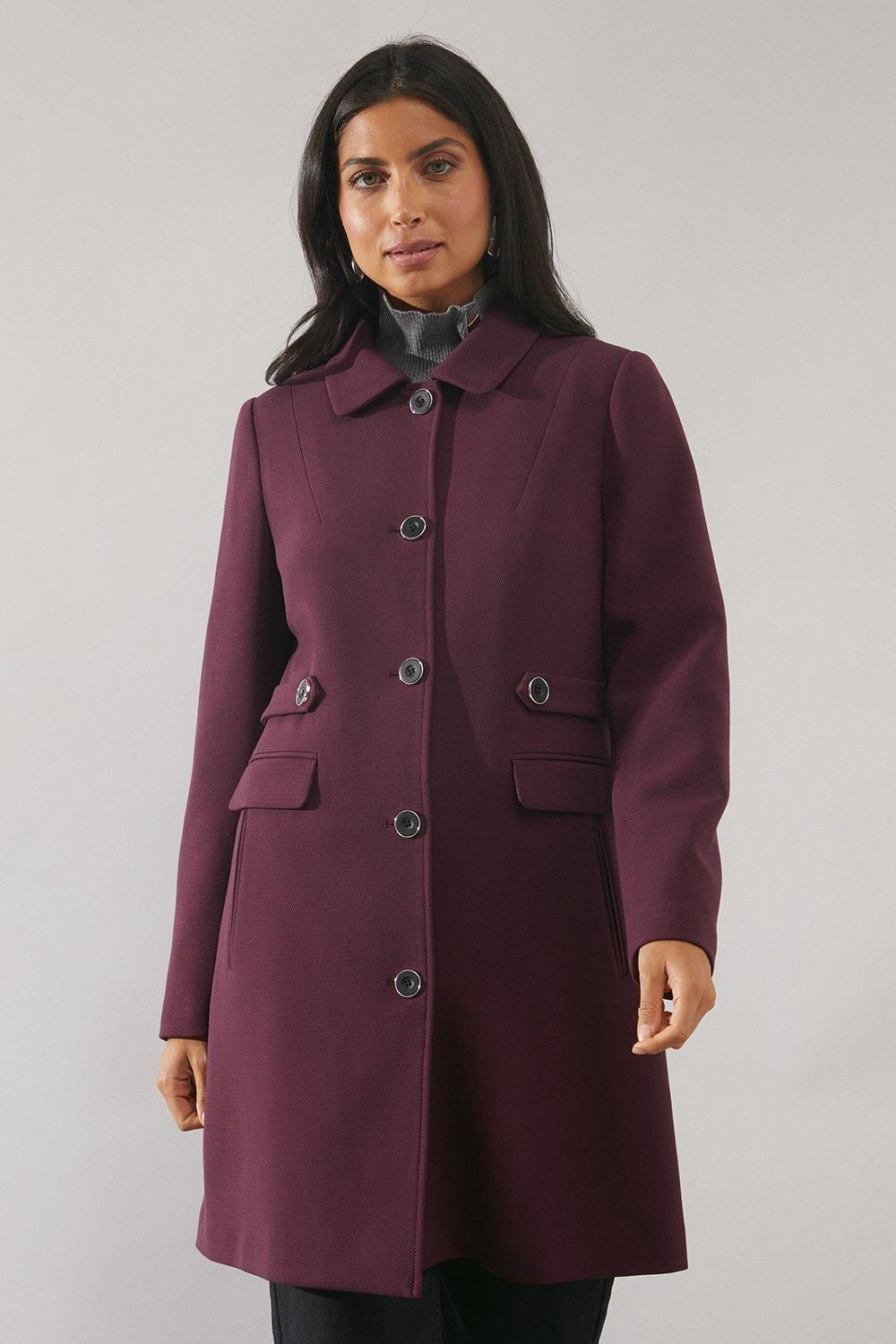 Wallis Womens Coat Blue Polyester Button Woven