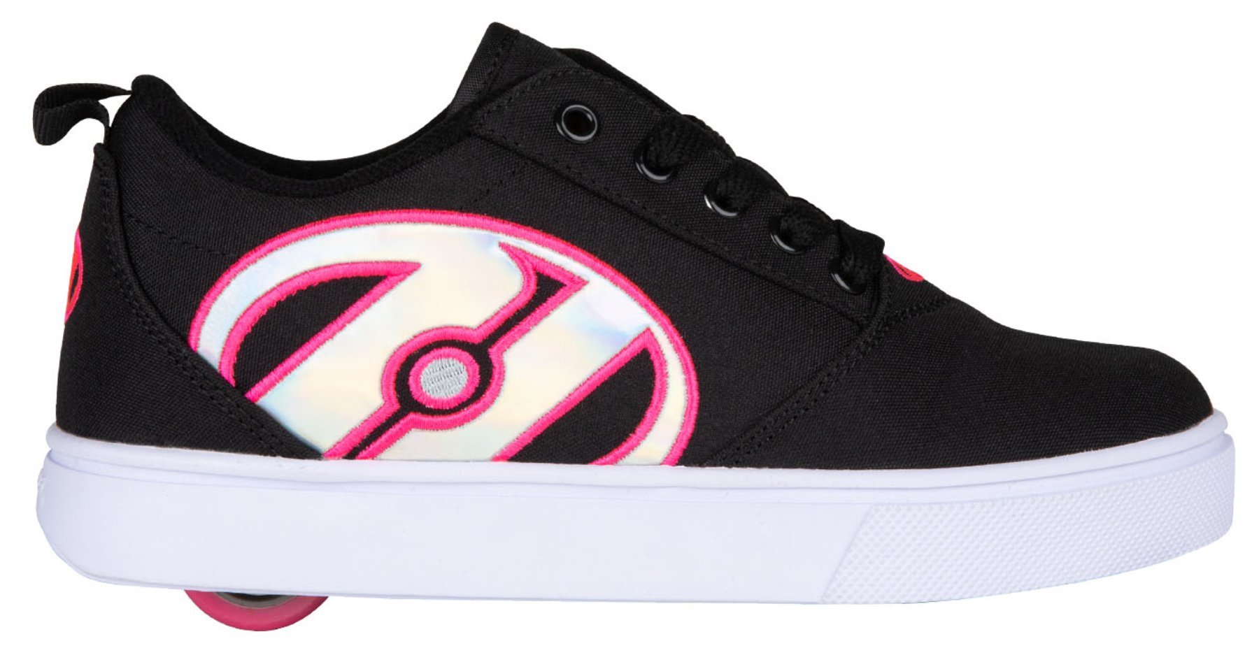 Heelys Girls Trainers Pro 20 Icon Canvas Lace Up Skate Shoes Wheels Black