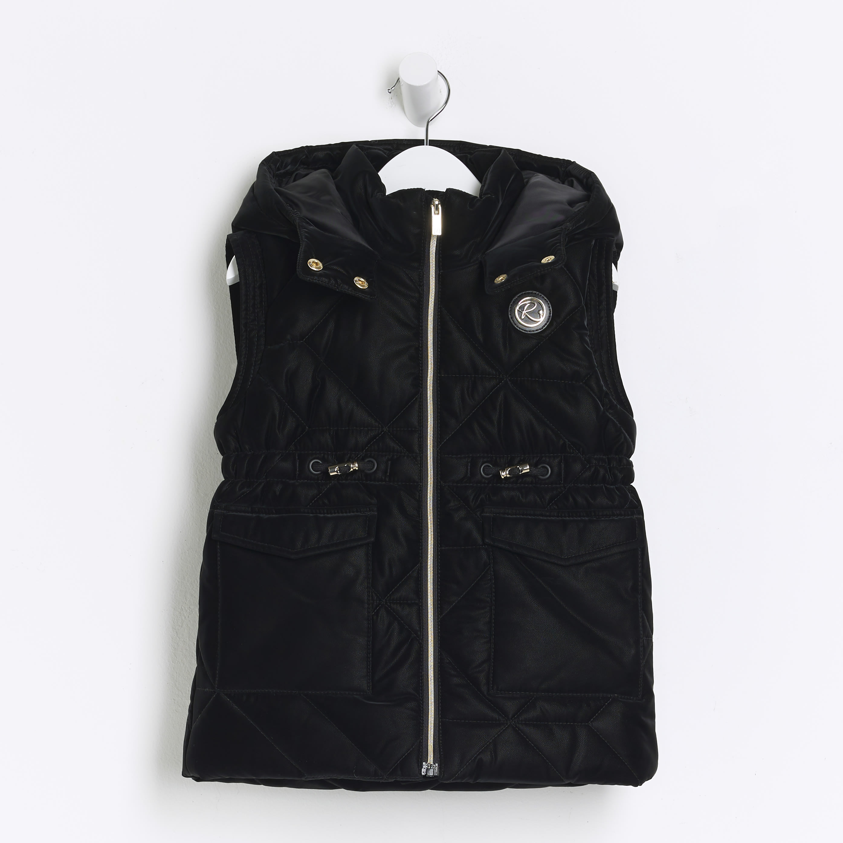 River Island Mini Girls Gilet Black Hooded