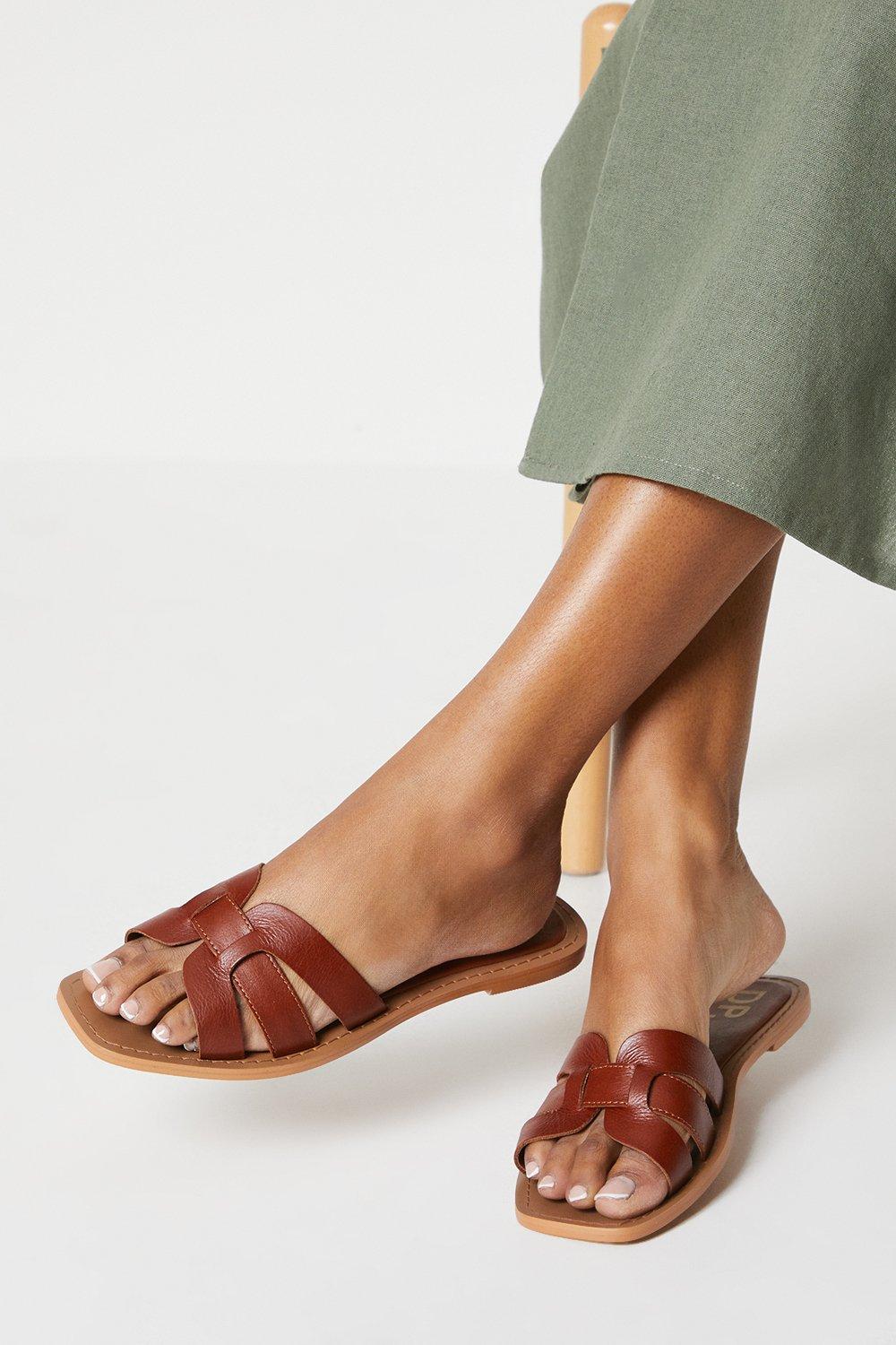 Leather Jemma Woven Sliders