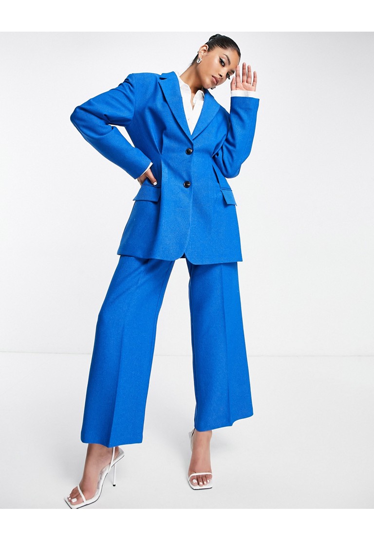 ASOS DESIGN nipped waist suit blazer in blue