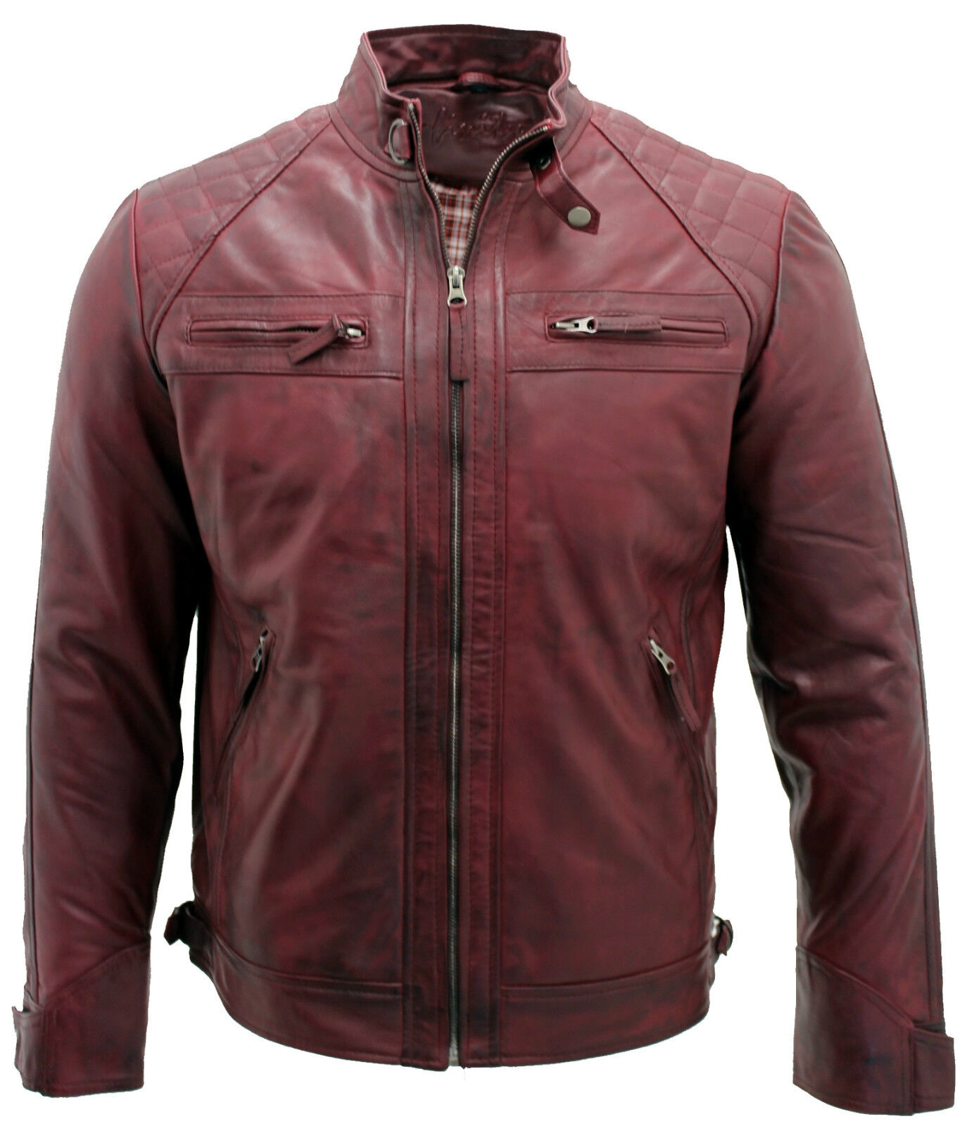 Leather Rock Racing Quilted Biker Jacket
