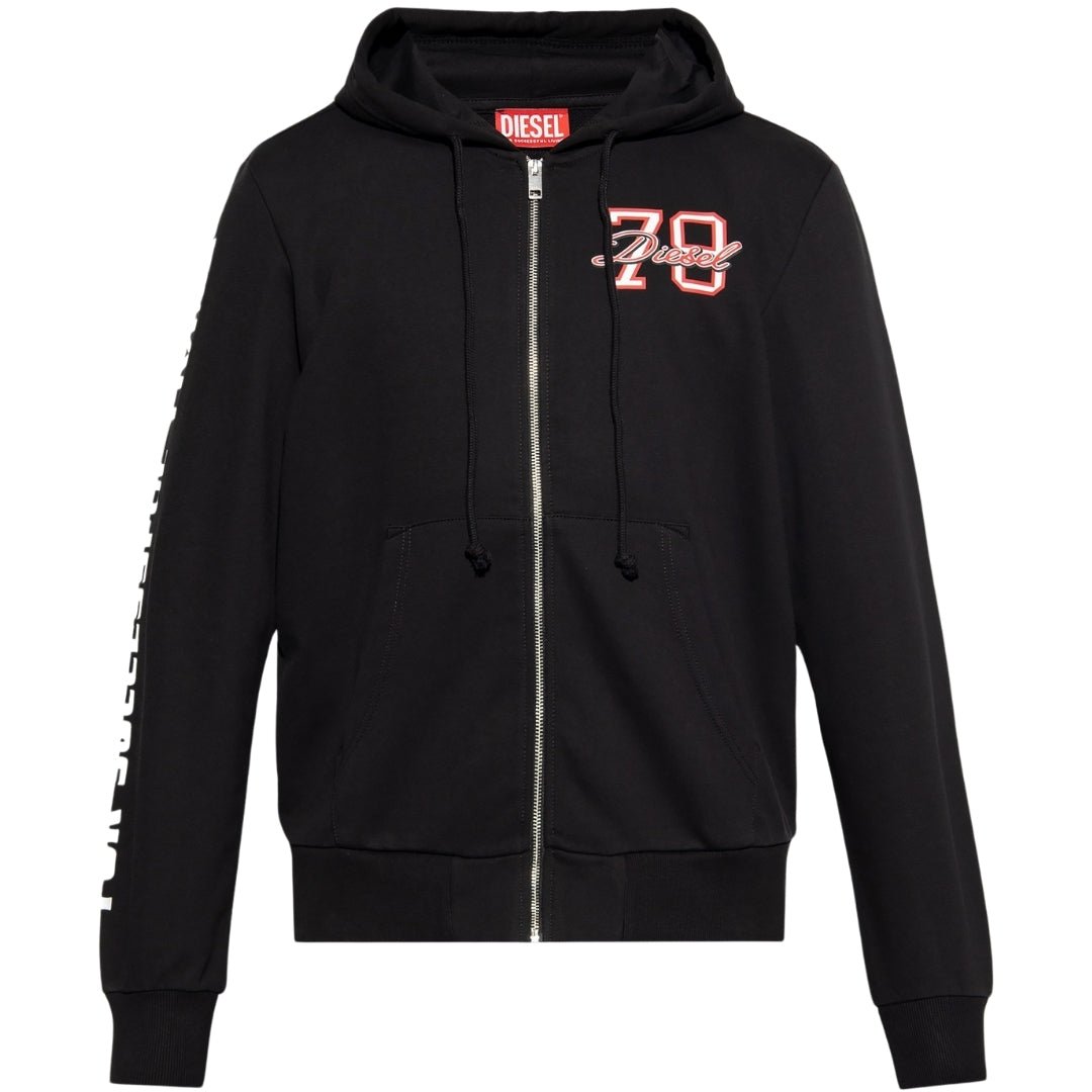Diesel For Successful Living Arm Logo Svart Zip-Up Hoodie