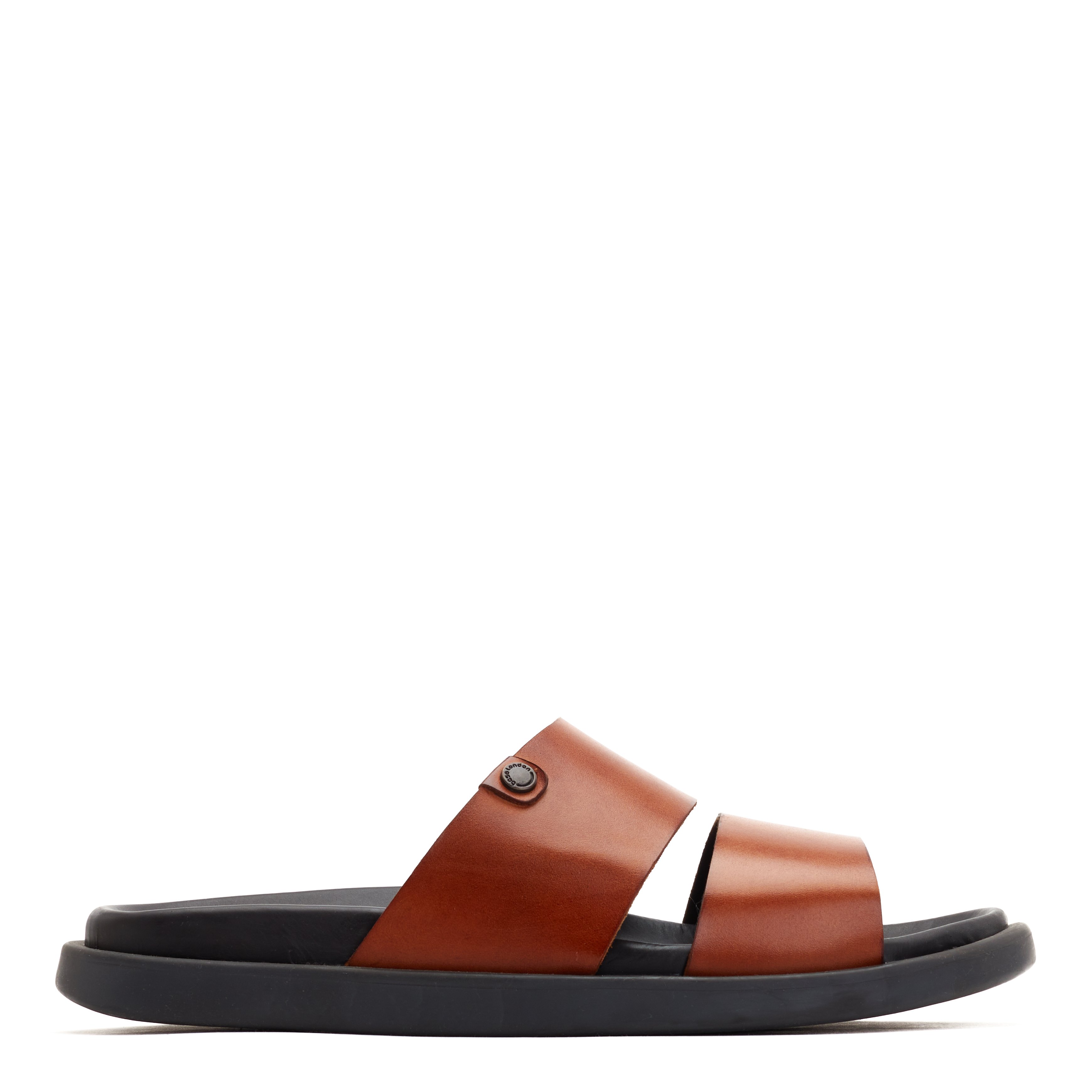 Base London Mens Leto Waxy Tan Leather Slide Sandal