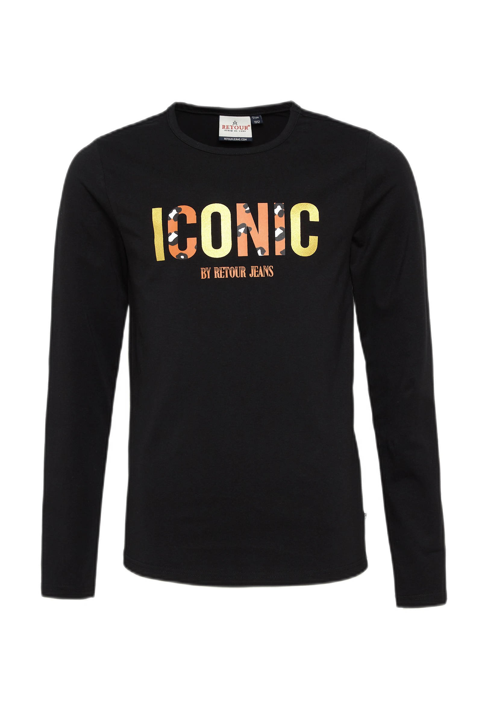 Retour Denim longsleeve Zoumi met tekst zwart