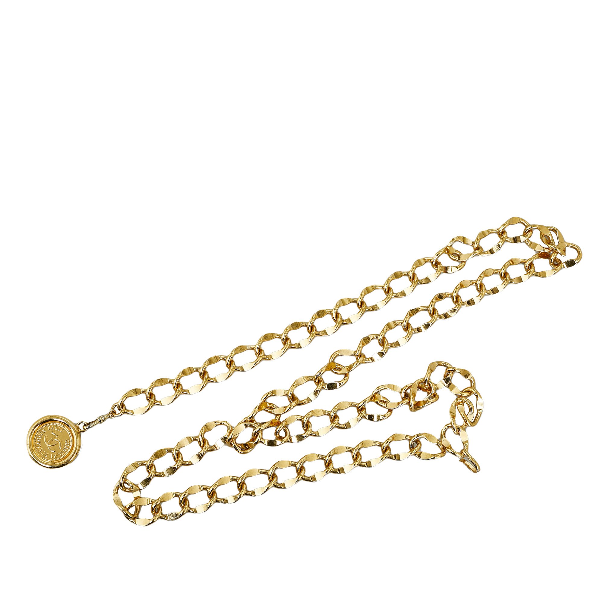 Vintage Chanel CC Medallion Chain-Link Belt Gold