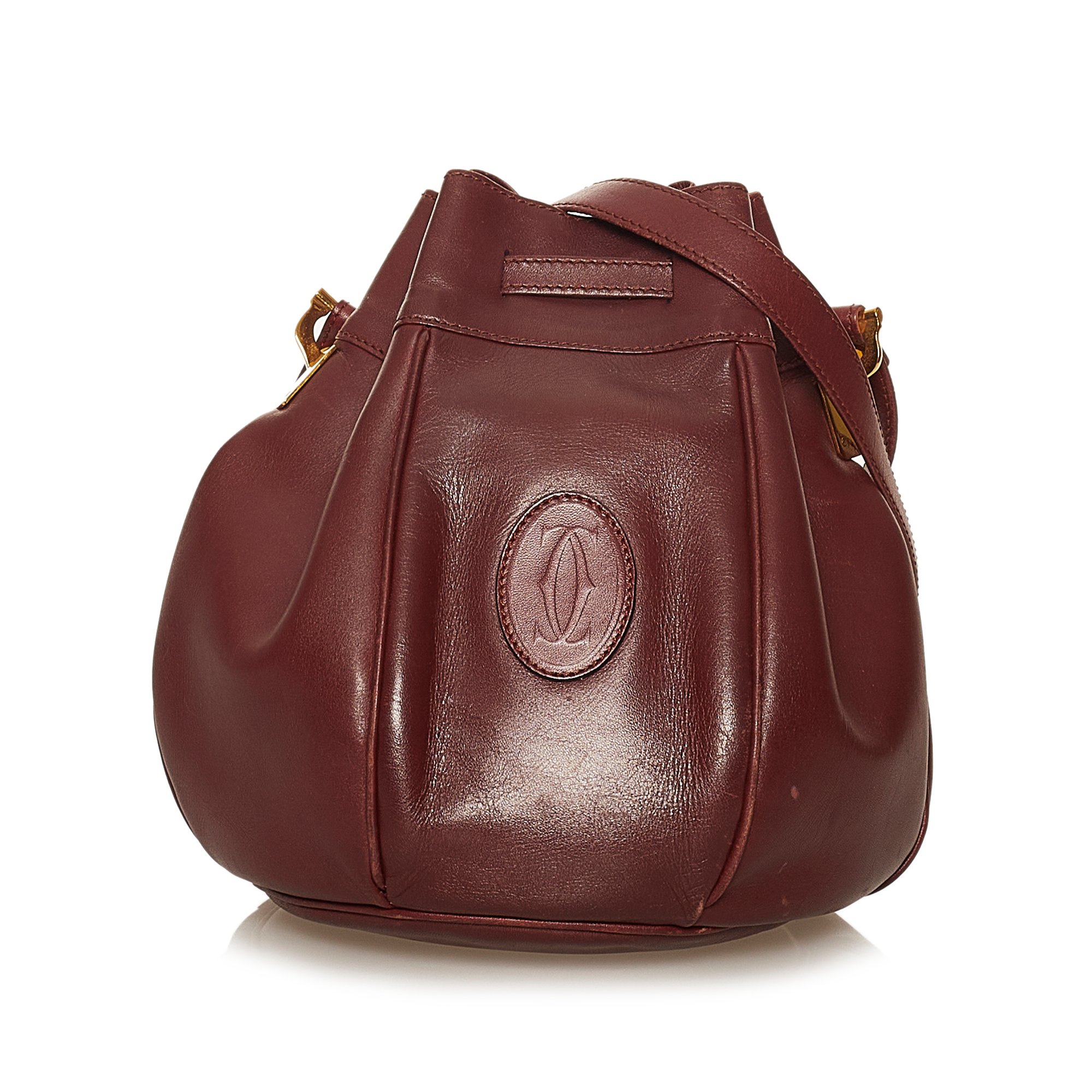 Vintage Cartier Must de Cartier Leather Bucket Bag Red