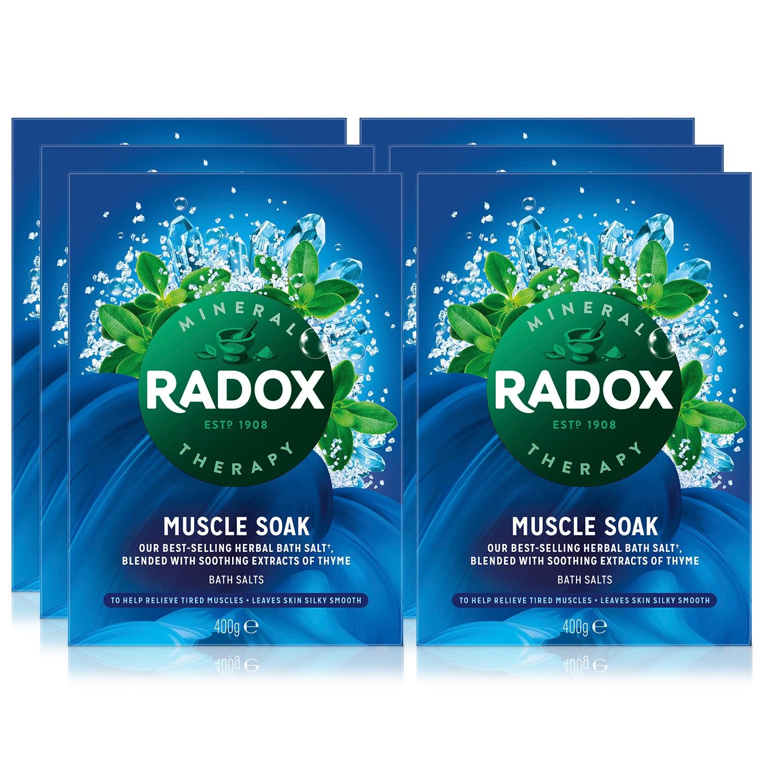 Radox Mineral Therapy Muscle Soak Herbal Bath Salt 400g, 6 Pack