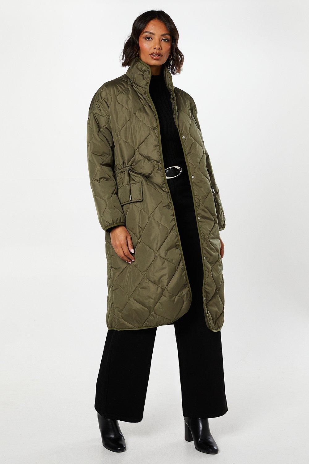 Drawstring Waist Padded Coat