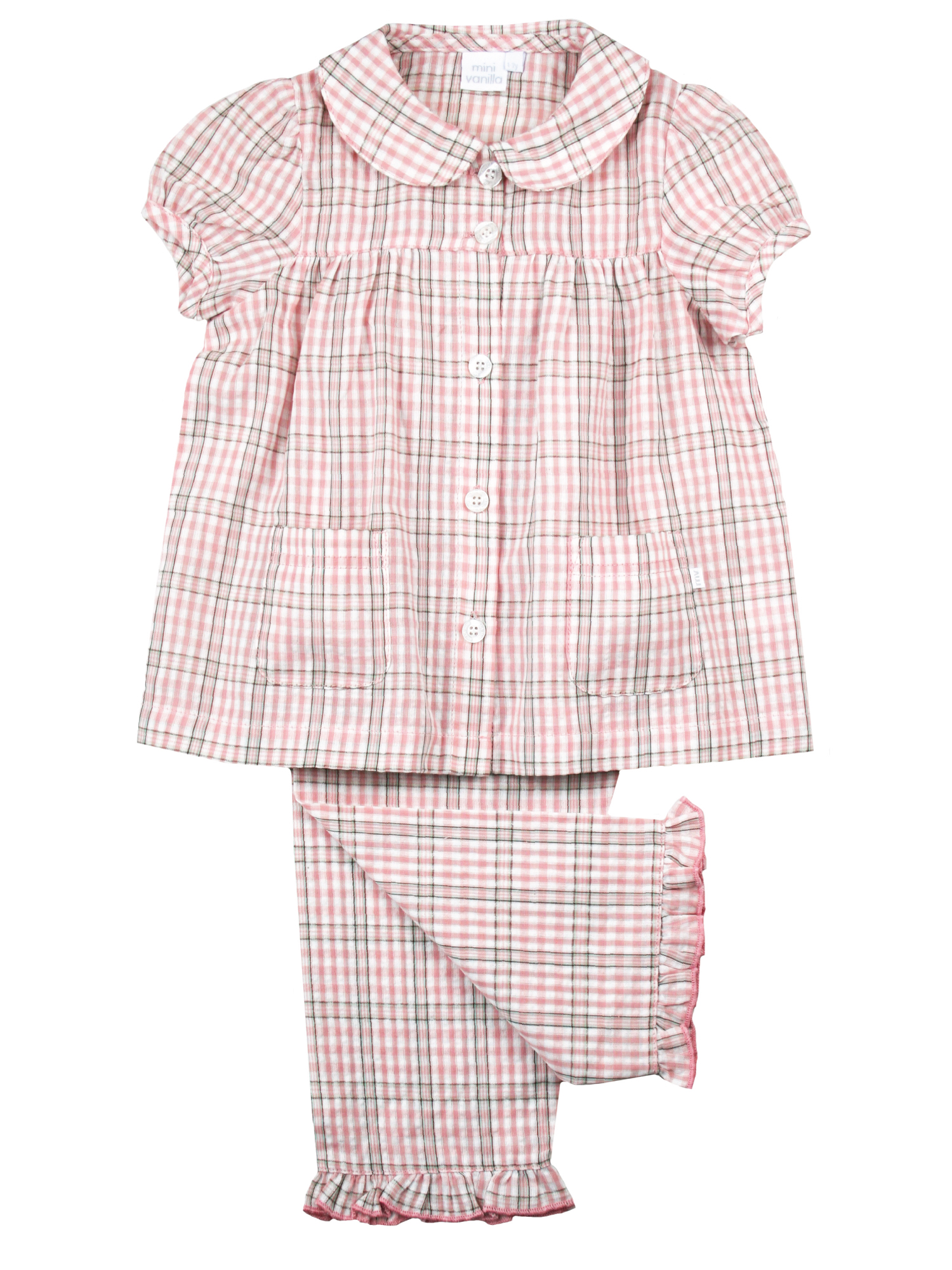 Girls' Pink Check Cotton Traditional Summer Pajamas!