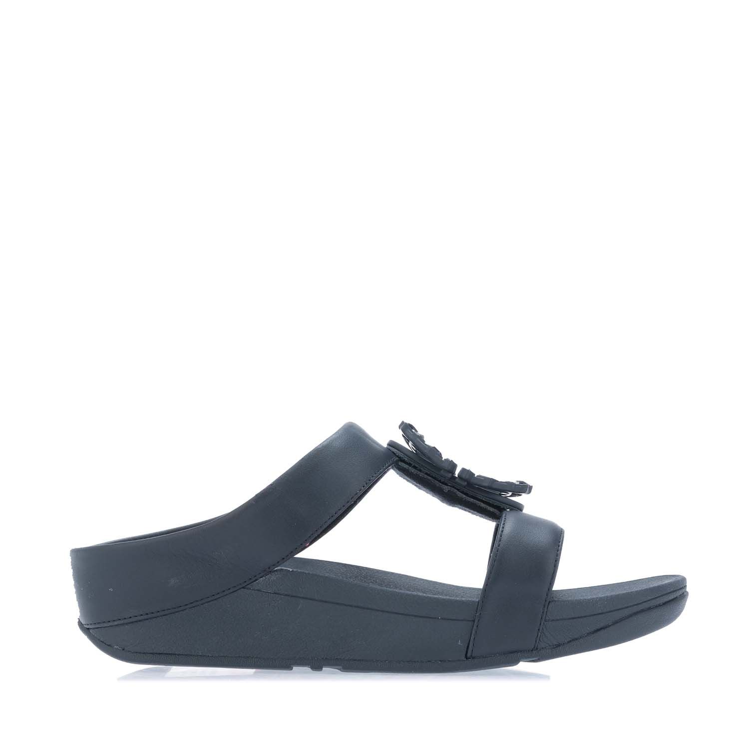 Women's Fit Flop Lulu Crystal-Circlet H-Bar Slide Sandals in Navy