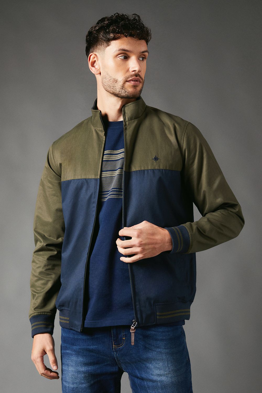 Two Tone Zip Through Jacket