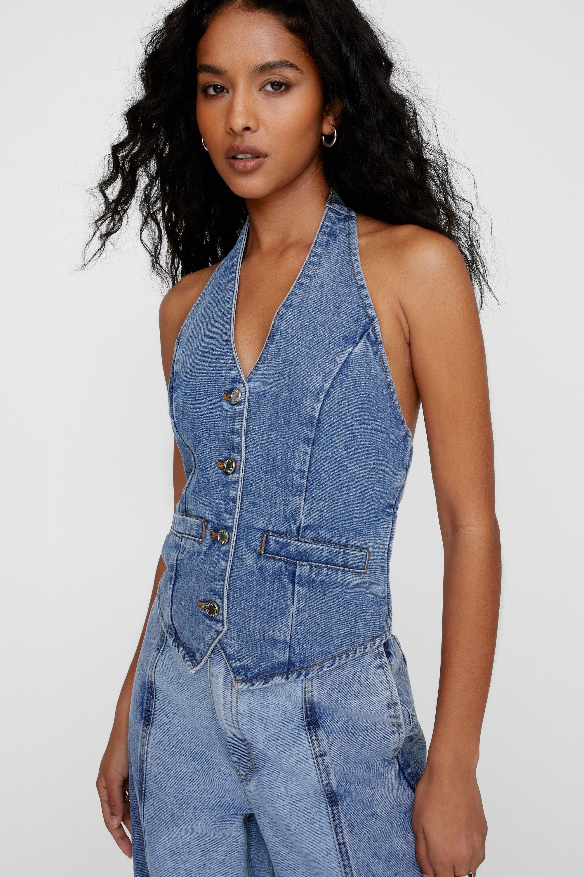 Denim Backless Waistcoat