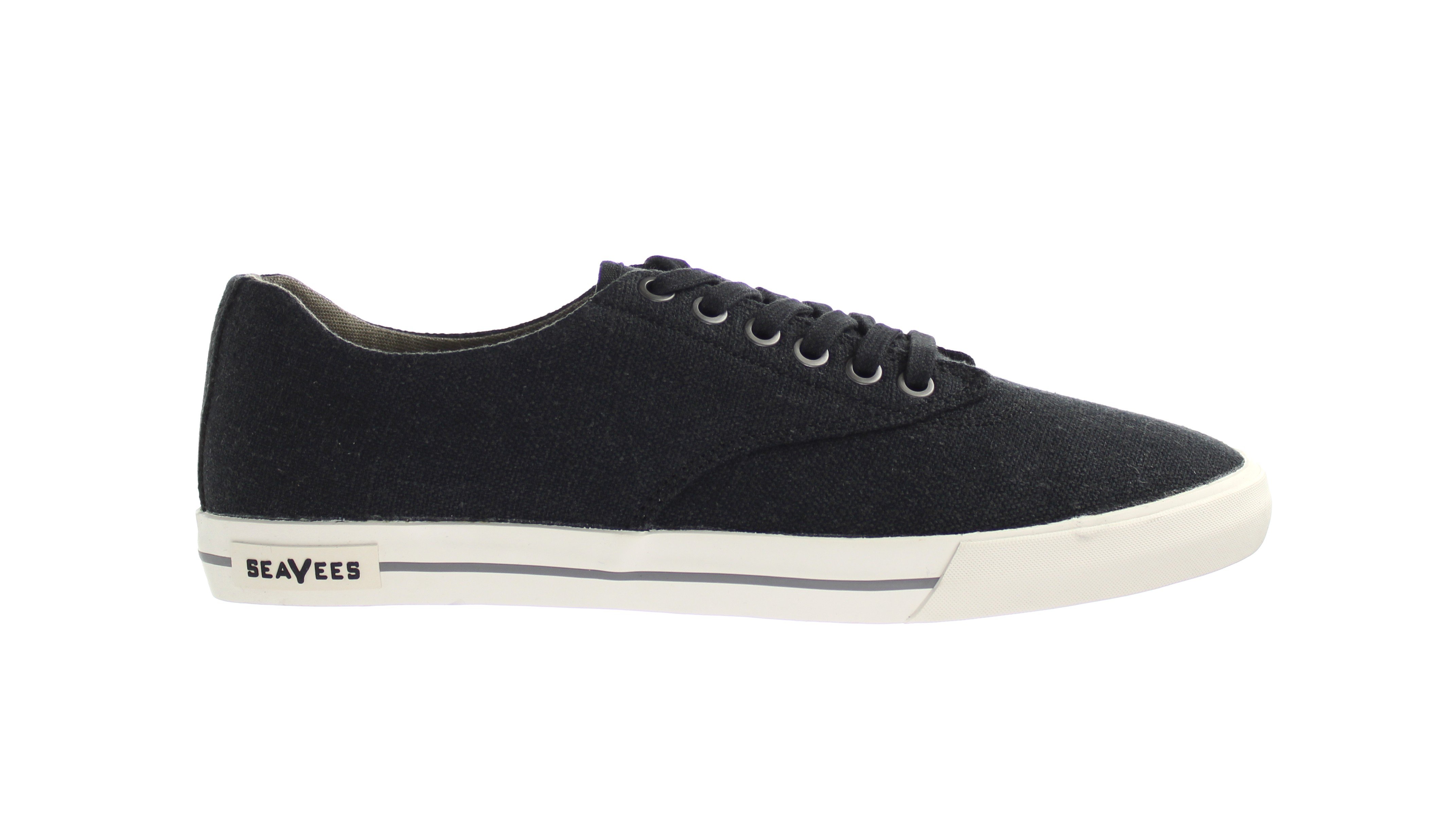 Seavees Hermosa Plimsoll Standard Black Linen Black Mens Plimsoll