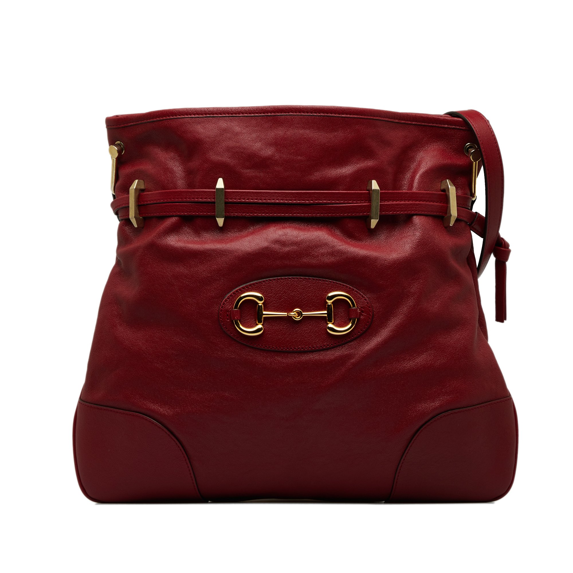 Vintage Gucci Horsebit 1955 Drawstring Crossbody Bag Red