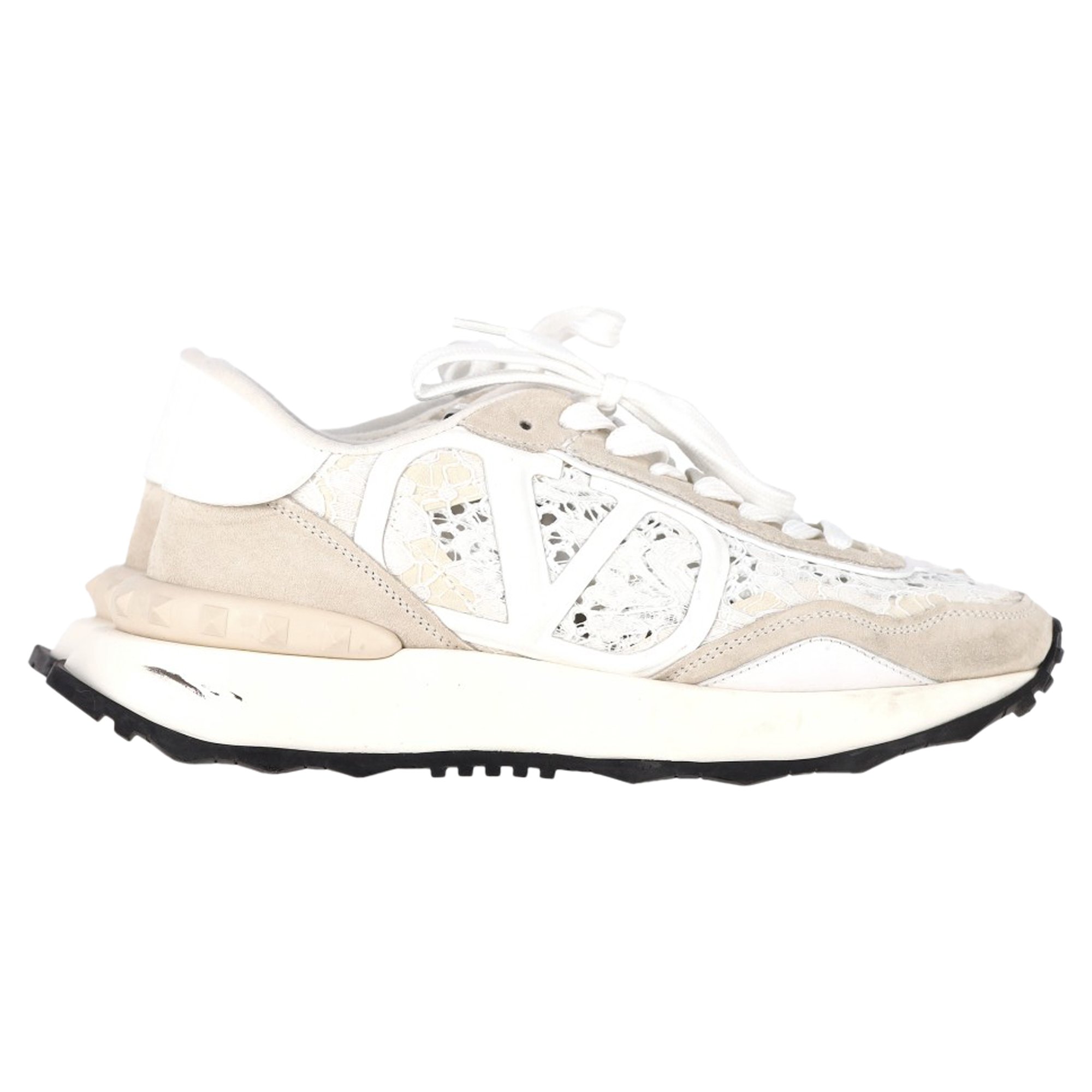 Valentino Garavani Lacerunner Sneakers in White Suede