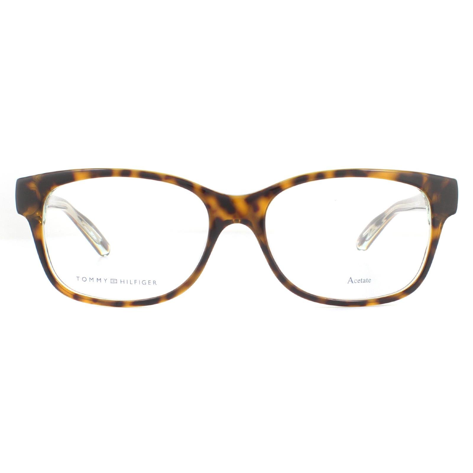 Tommy Hilfiger Rectangular Unisex Havana Transparent Grey Glasses