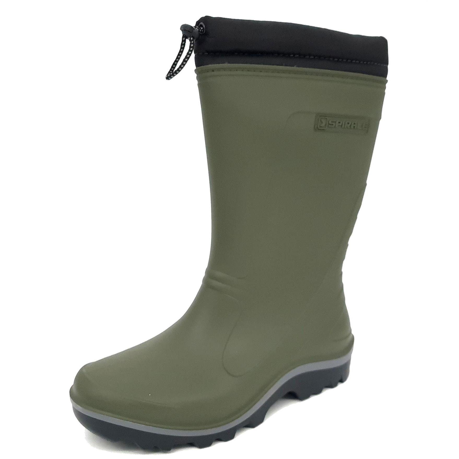 Spirale Stratos Warm Fleece Green Unisex Wellington Wellie Tie Top Boots
