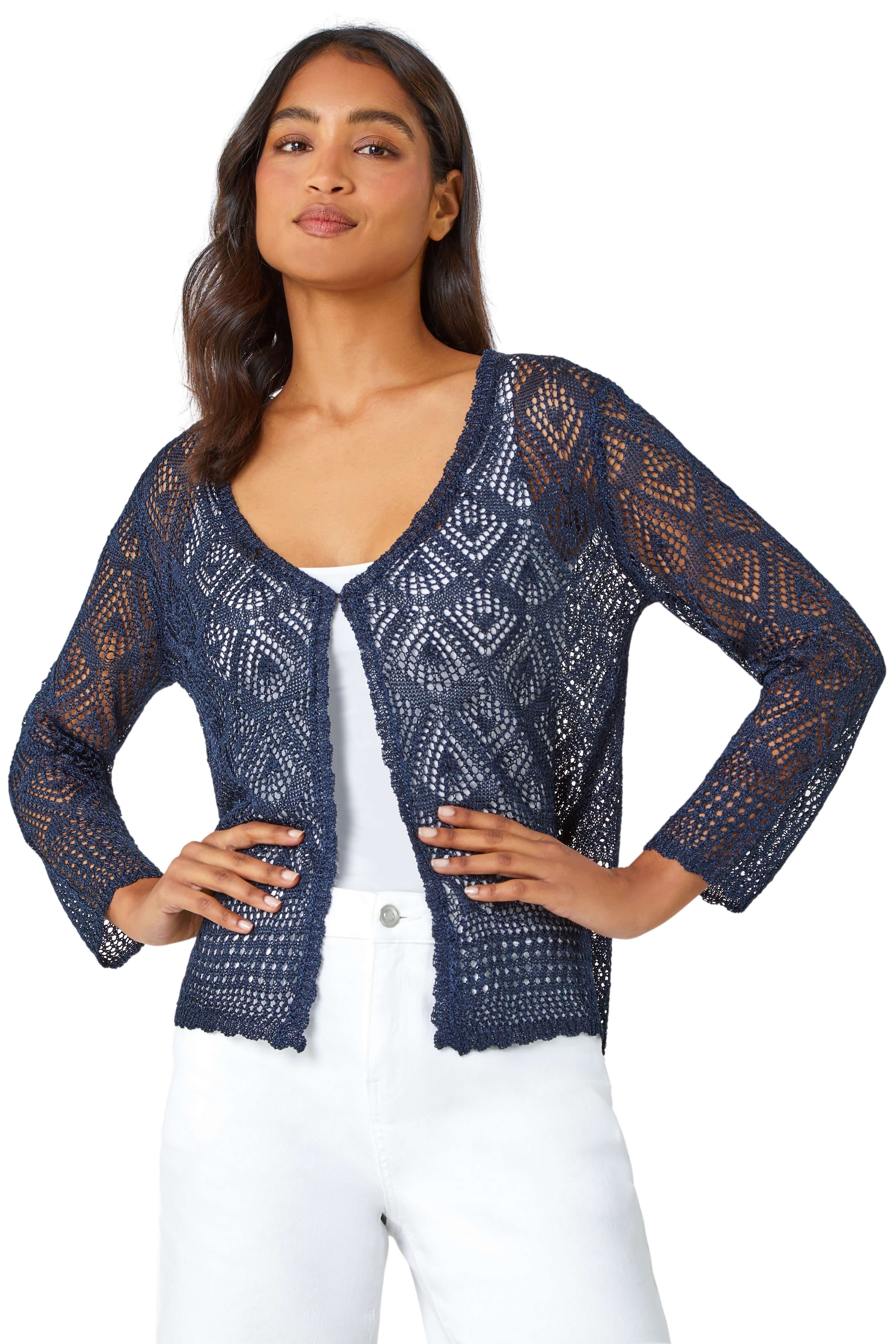 Knitted Crochet Shimmer Shrug