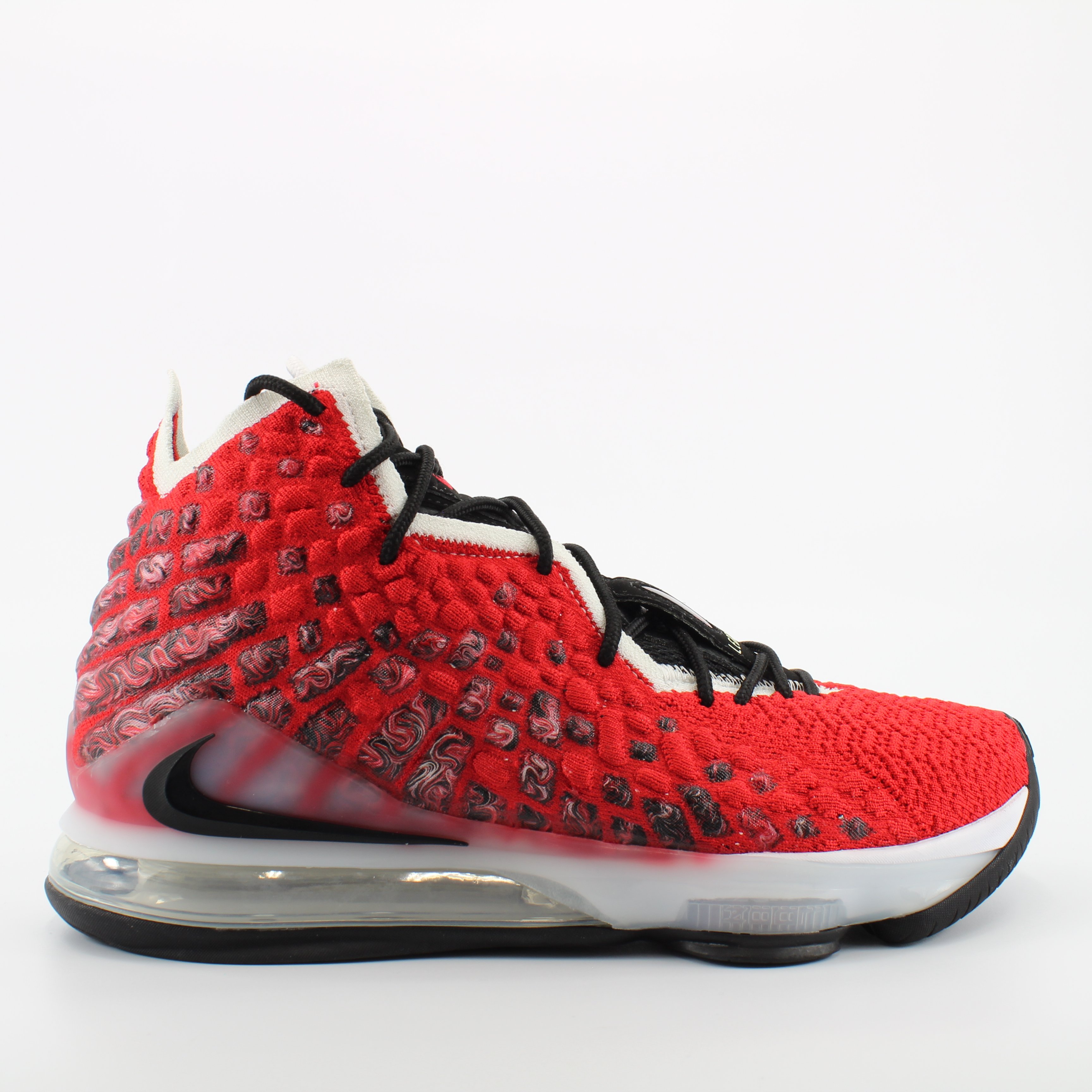 Nike Lebron XVII Red Textile Lace Up Mens Trainers BQ3177 601