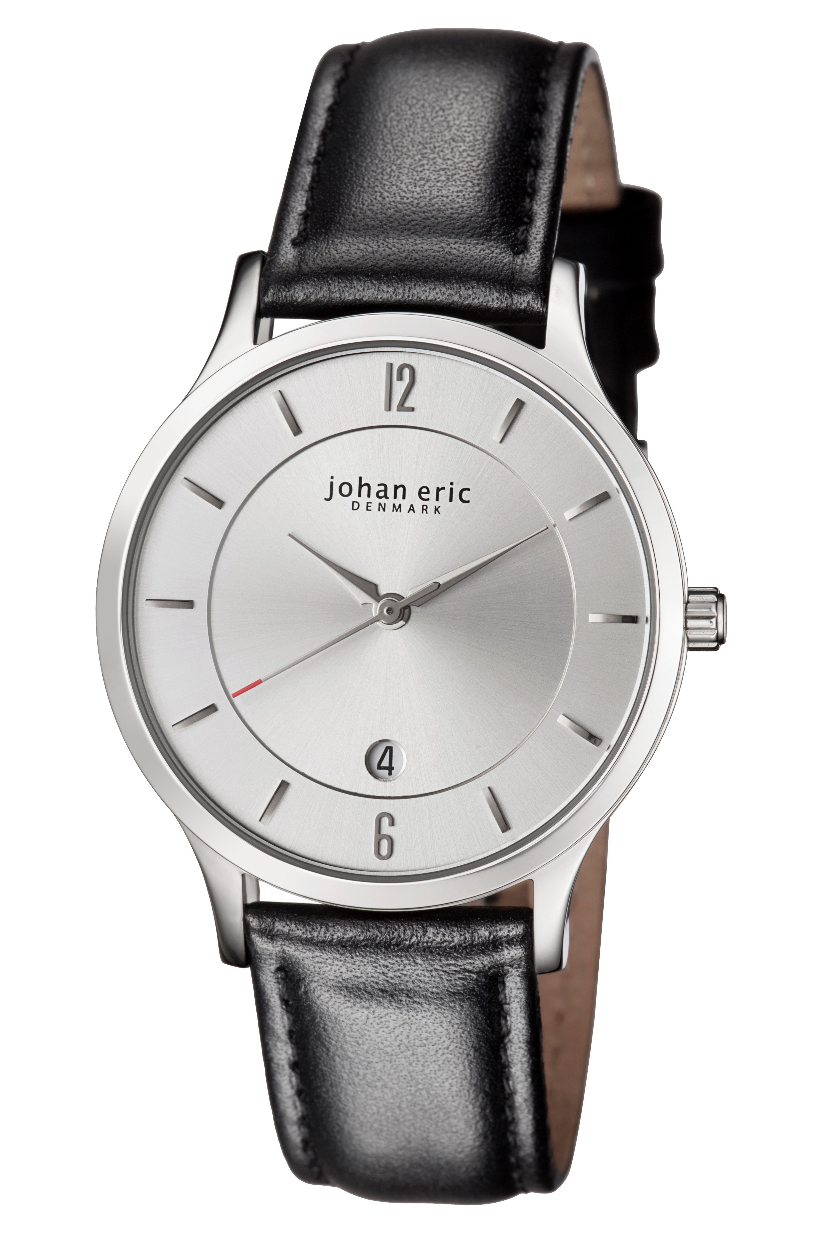 Johan eric: hobro, mens, silver dial watch w silver indices, black ...
