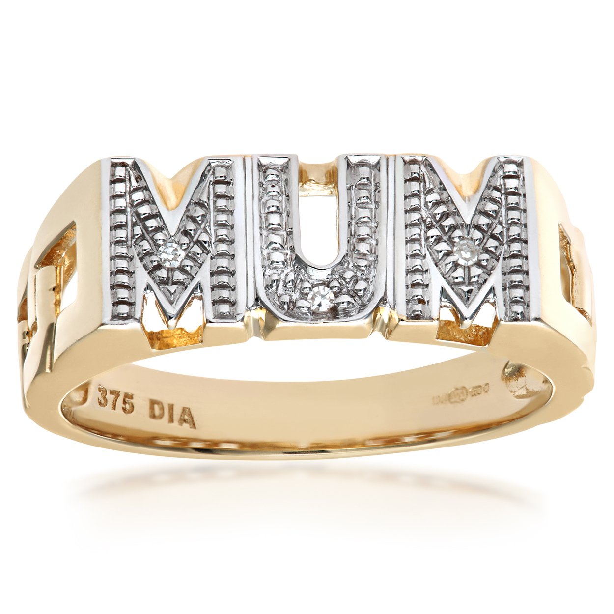 9ct Yellow Gold Diamond Mum Ring